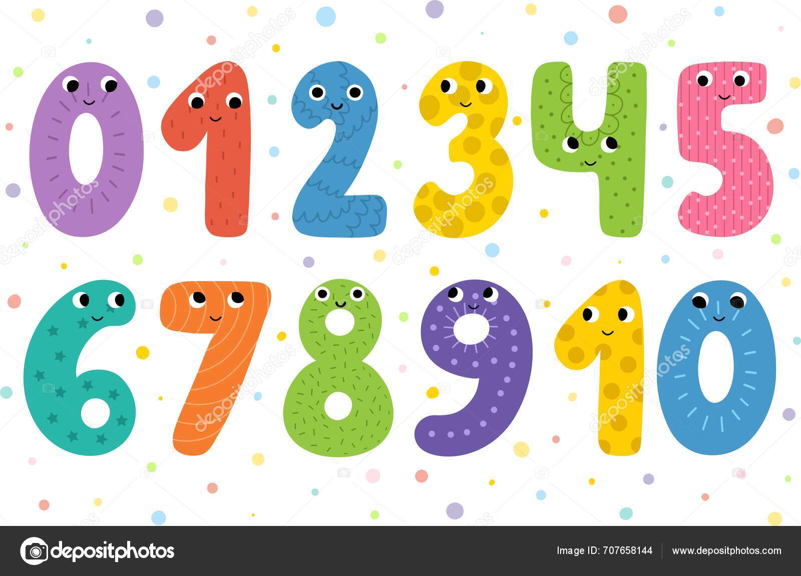 Image vectorielle Des Chiffres Mignons Pour Les Enfants Collection ...