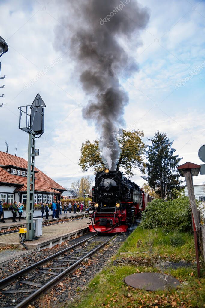 Wernigerode, Germany, 29 October 2022: Steam engine train in Harz ...
