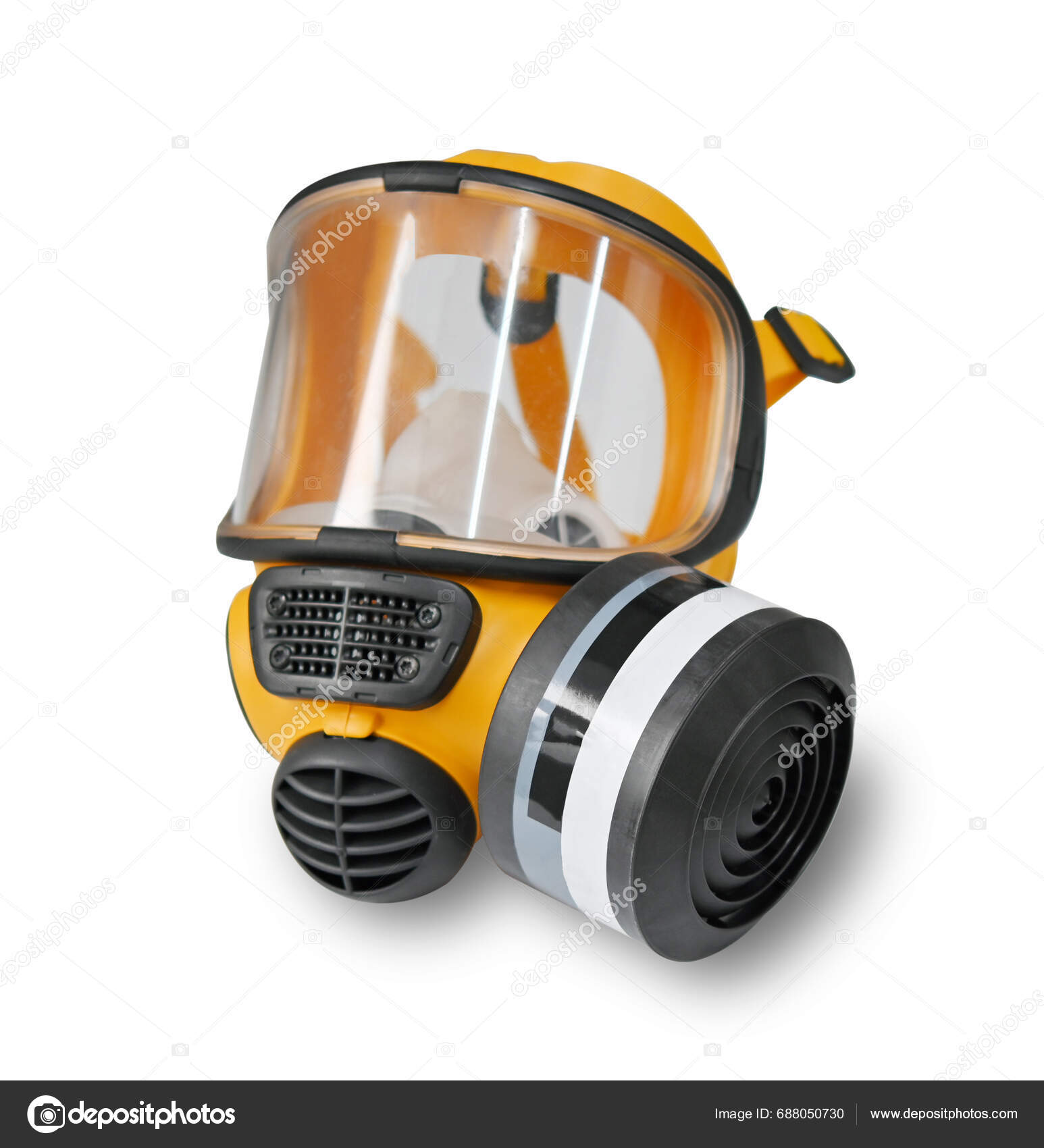 Orange Gas Mask Chemical Protective Mask Single Filter Isolated White ...
