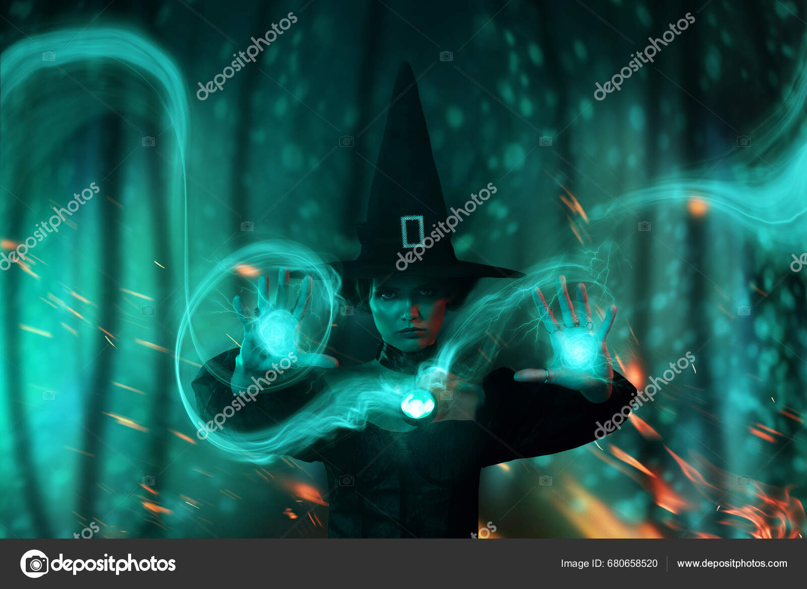 Magazine Banner Collage Wizard Lady Hands Occult Spells Monsters Ghost ...