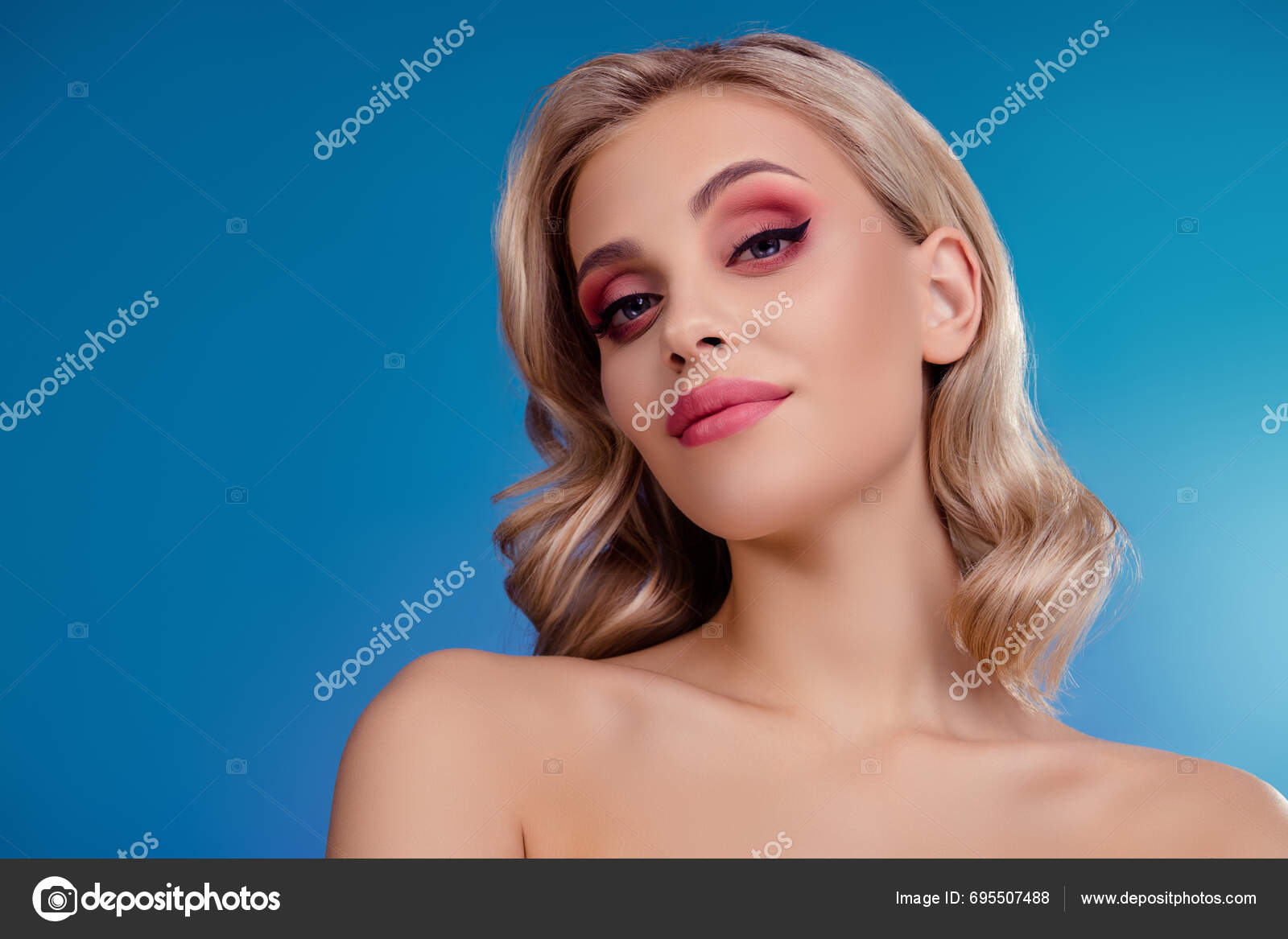 Photo Gorgeous Chic Lady Look Have Bright Makeover Festive Event ...