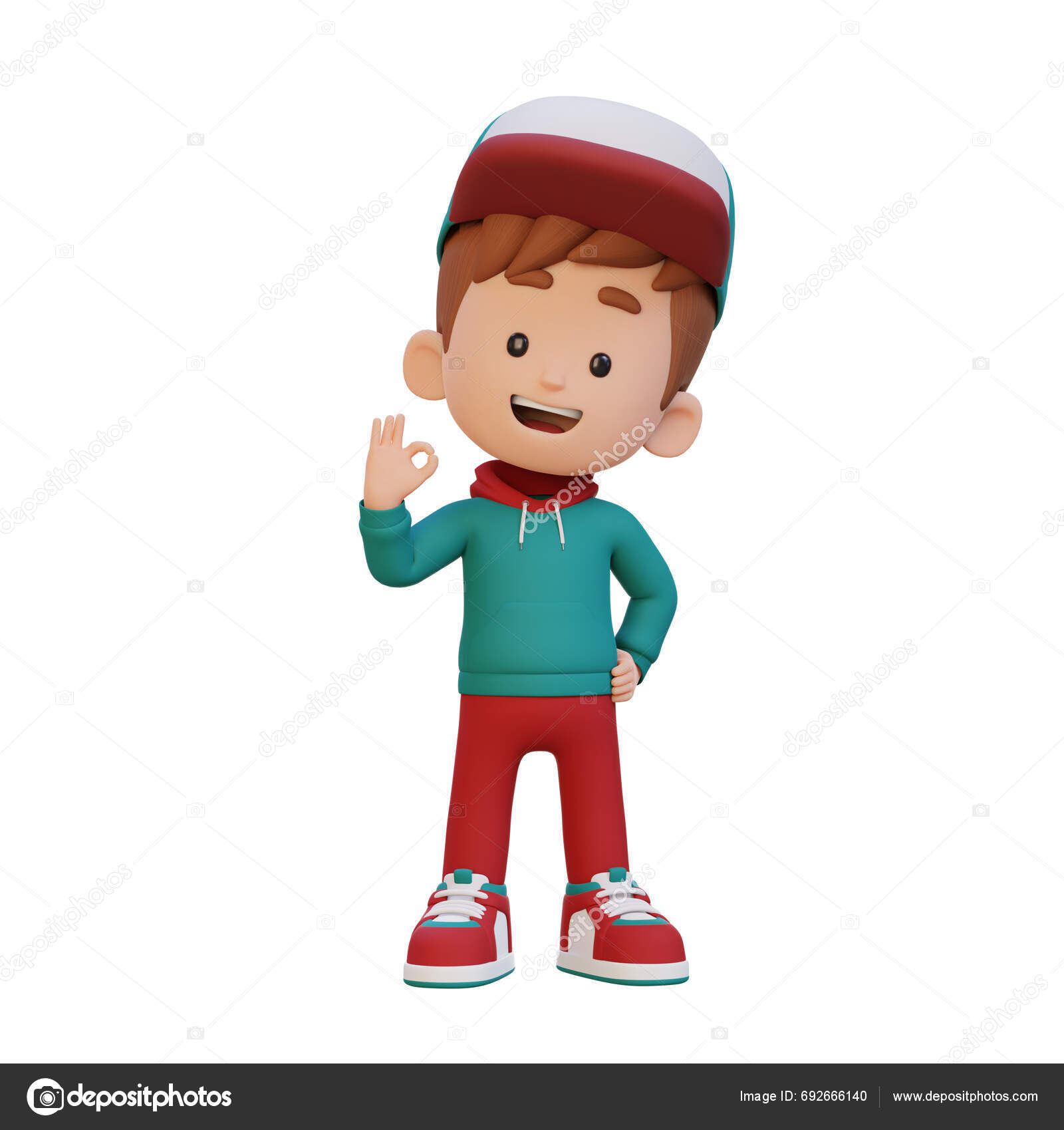 Render Cute Boy Wearing Red Cap — Stock Photo © fahrurriza.novian.ss ...