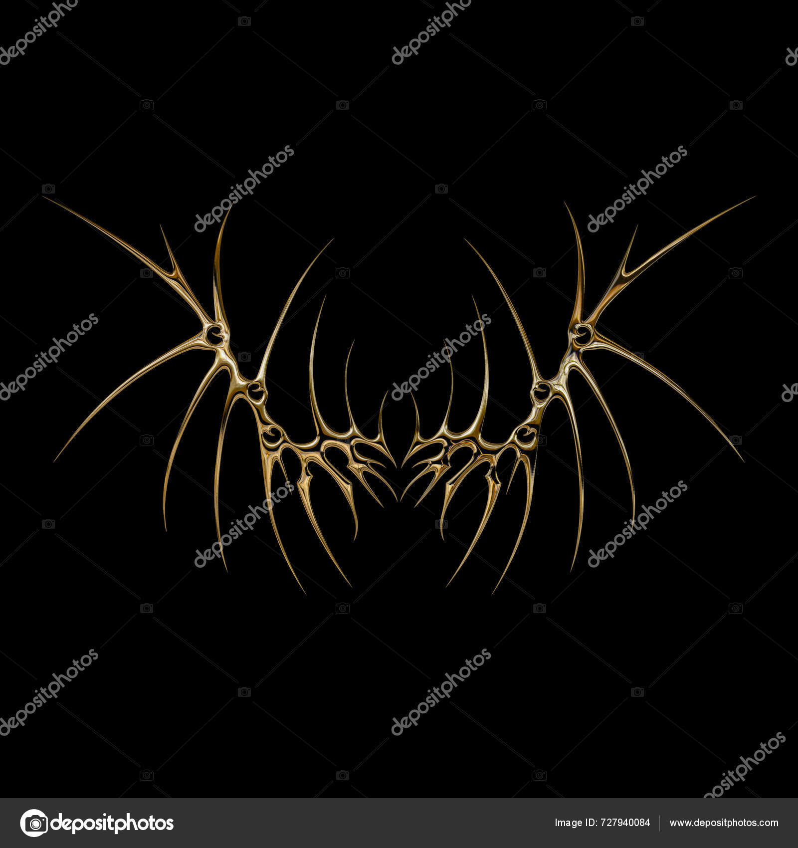 Chrome Metal Effect Neo Tribal Y2K Gothic Style Tattoo Cyber — Stock ...