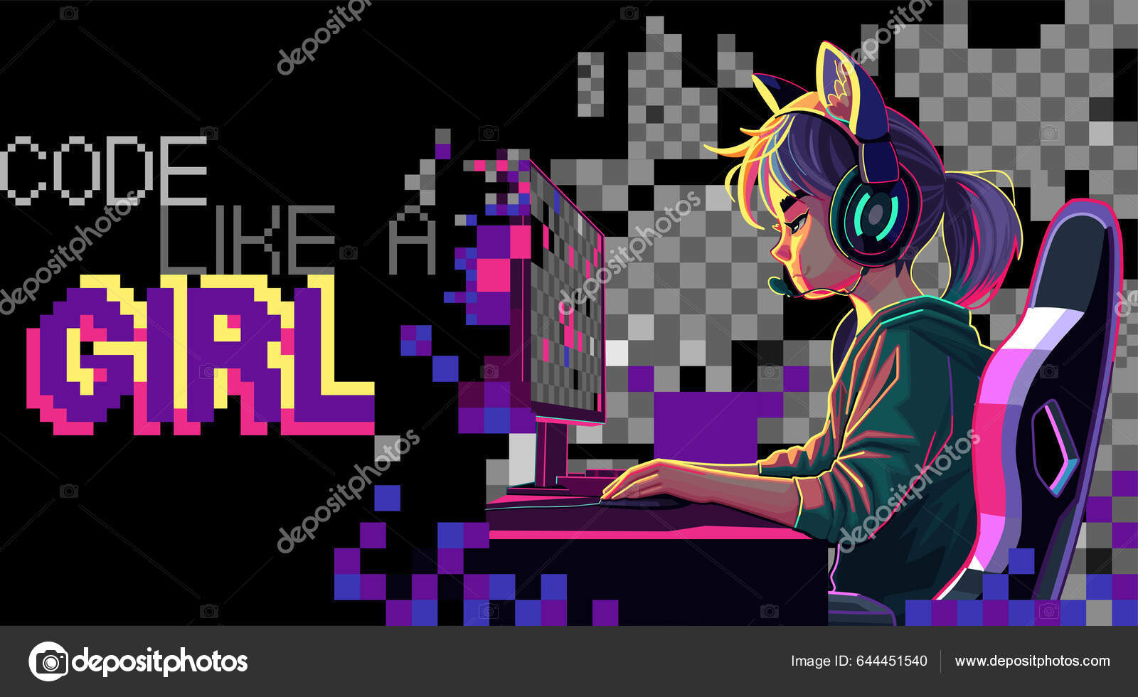 Anime Girl Drawing On Computer