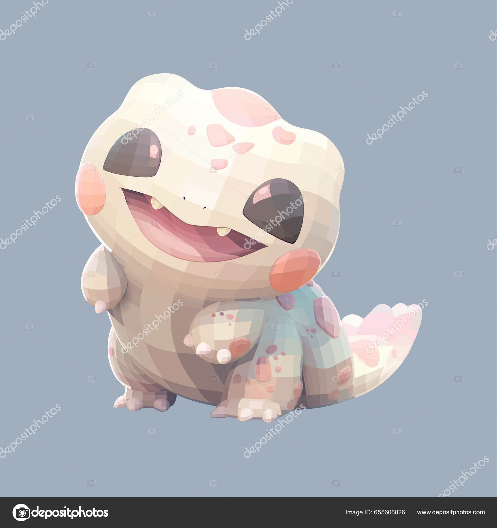 Cute Little Lizard Kind Smiling Face Big Eyes Vector Pet Stock Vector ...