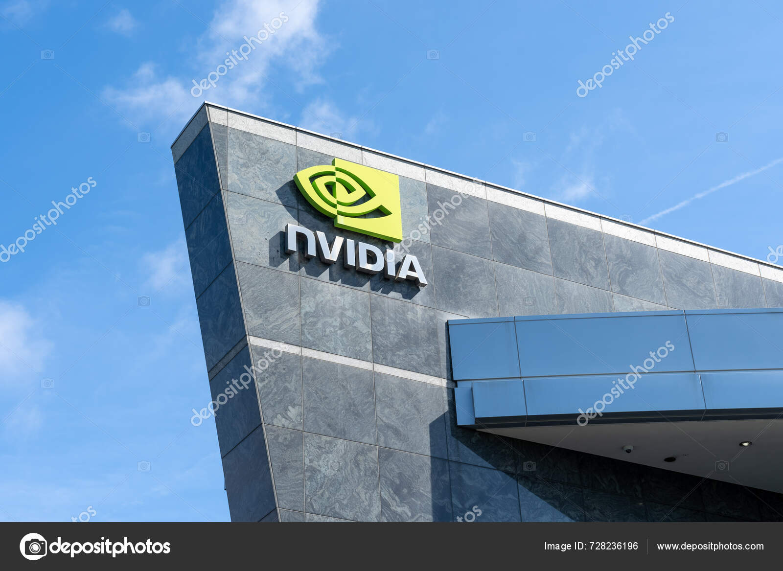 Close Nvidia Firma Sede Santa Clara California Junio 2023 Nvidia — Foto ...