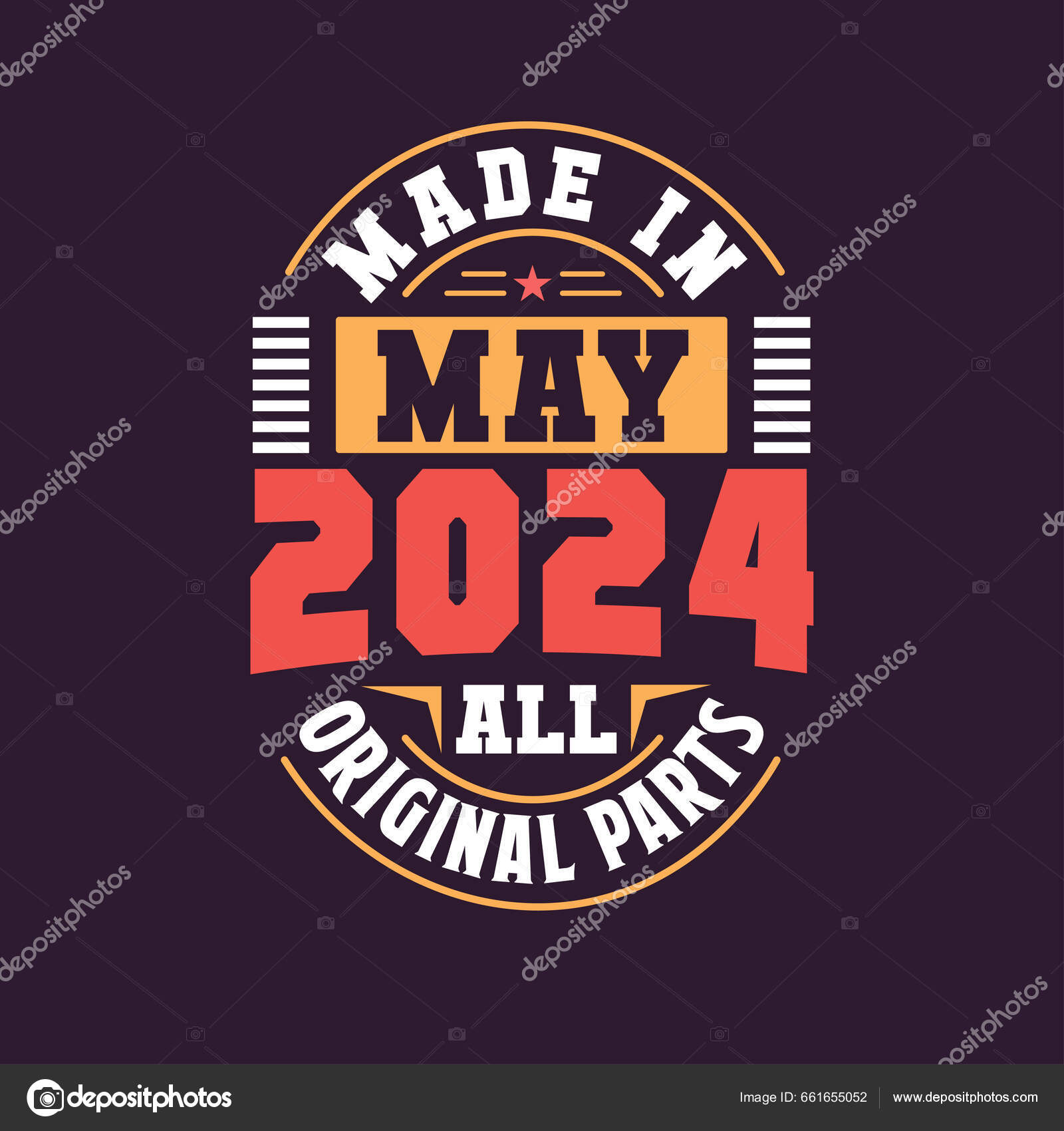 Hergestellt Mai 2024 Alle Originalteile Geboren Mai 2024 Stock ...