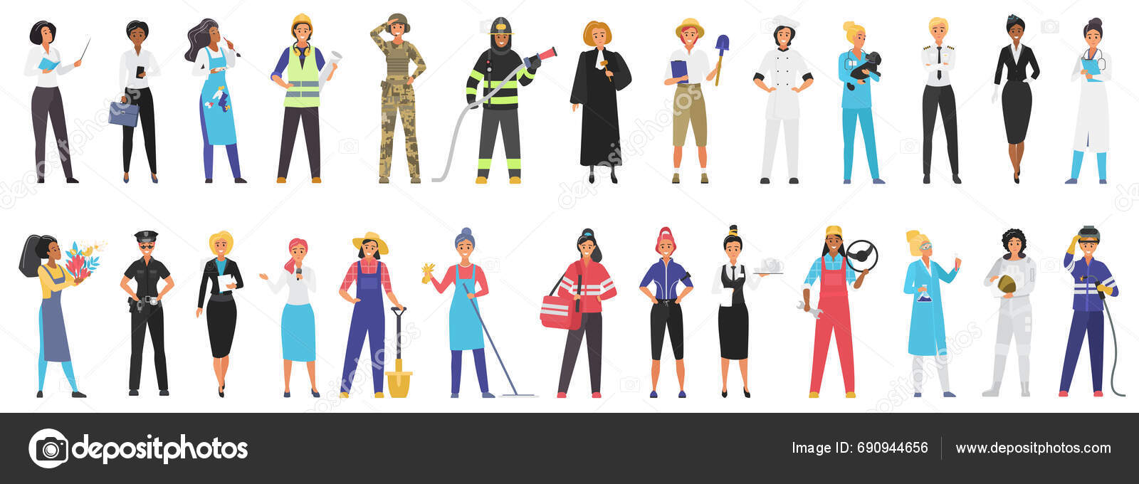 Professional Female Workers Set Vector Illustration Cartoon Isolated ...