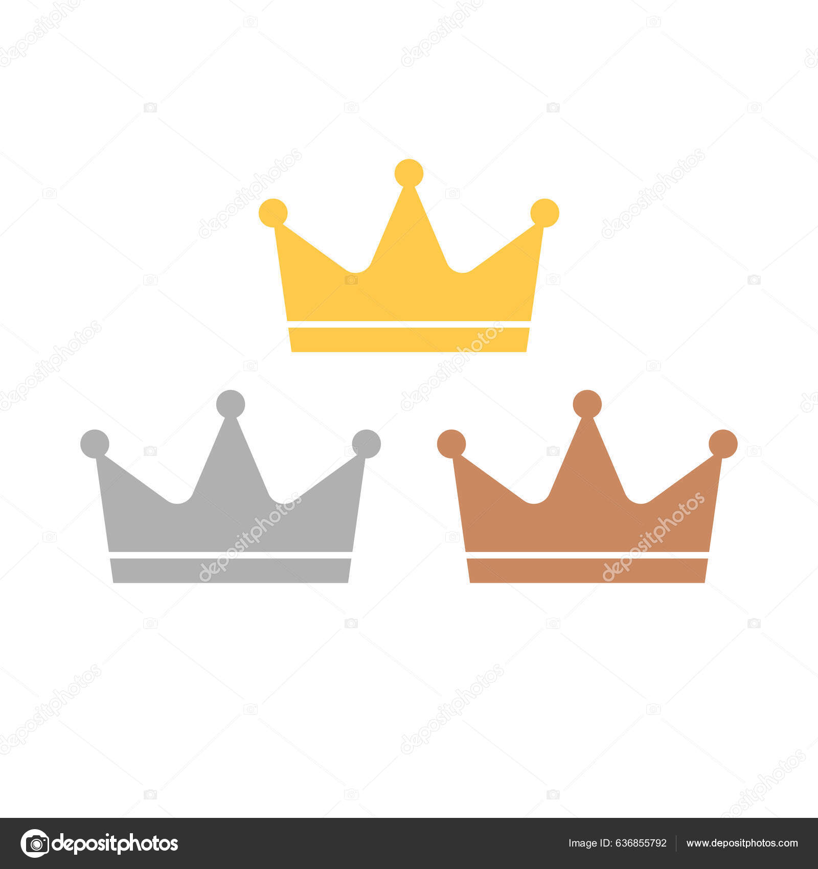 Gold Silver Bronze Crown Icon Set Ranking Editable Vectors Stock Vector ...