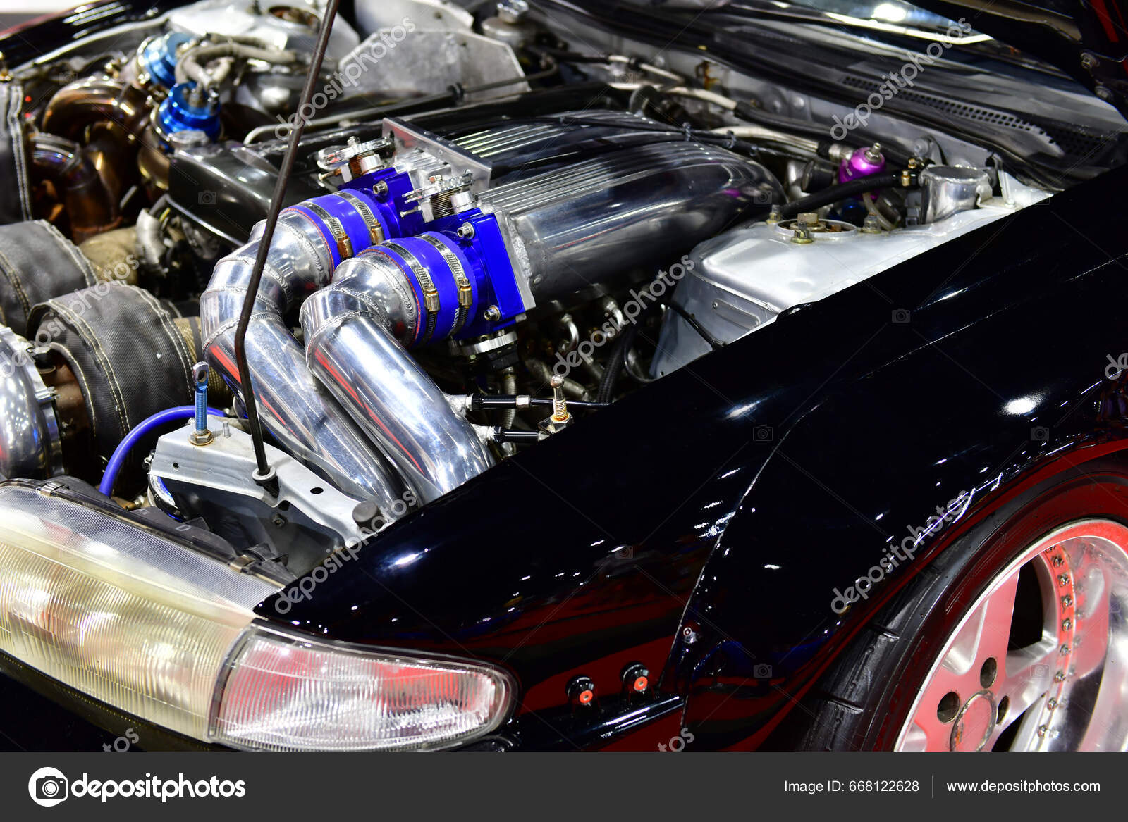 Close Details Car Engine Modification Turbo Engine — Stock Photo ...