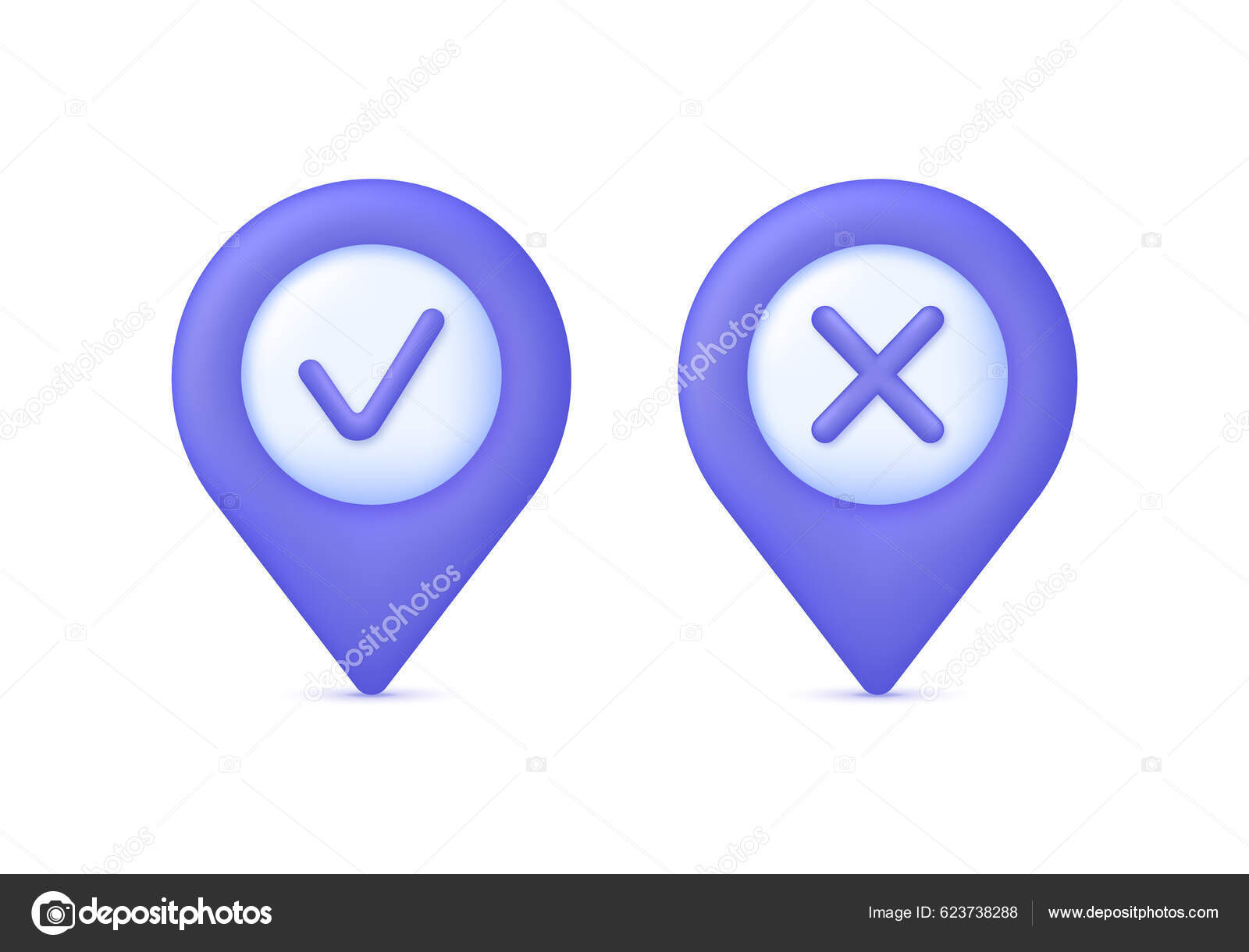 Location Pin Check Cross Marks Gps Navigator Pointer Trendy Modern ...
