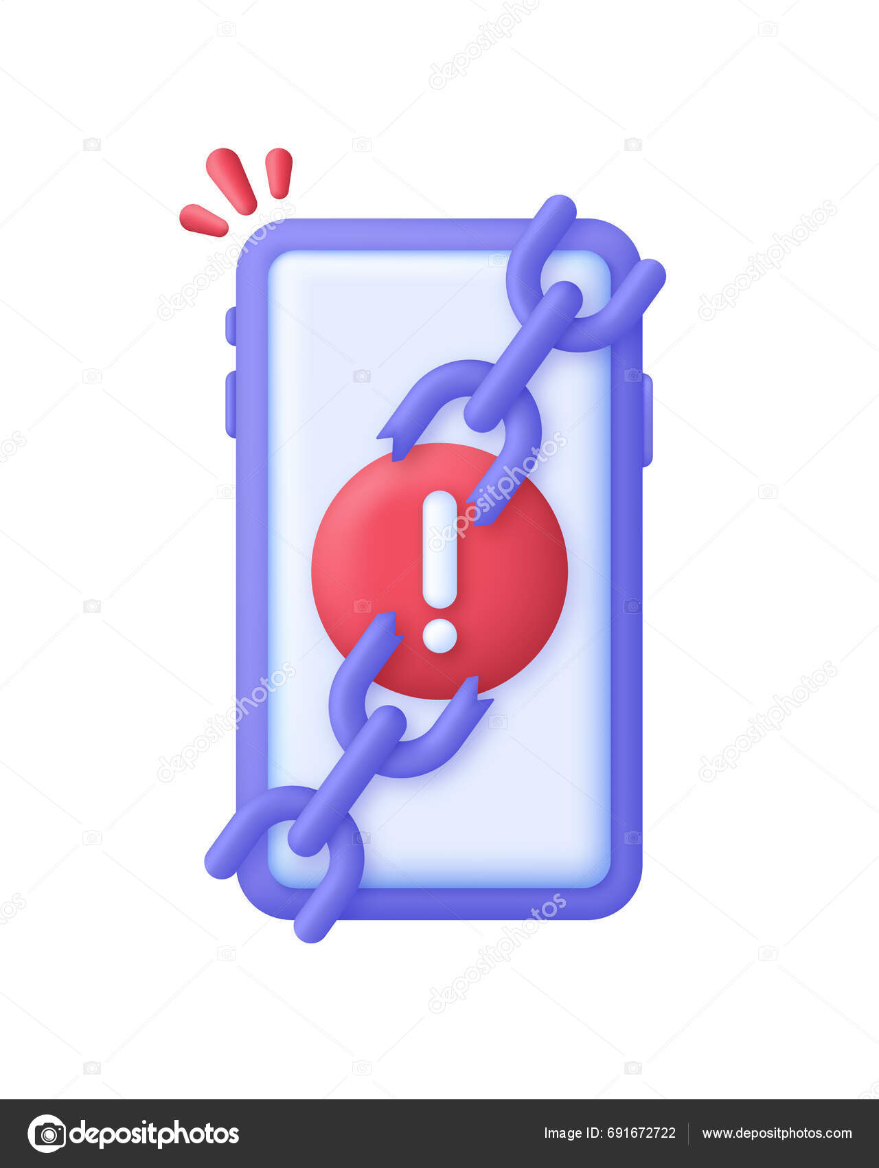 Phone Error Sign System Error Broken Chain Smartphone Exclamation Sign ...