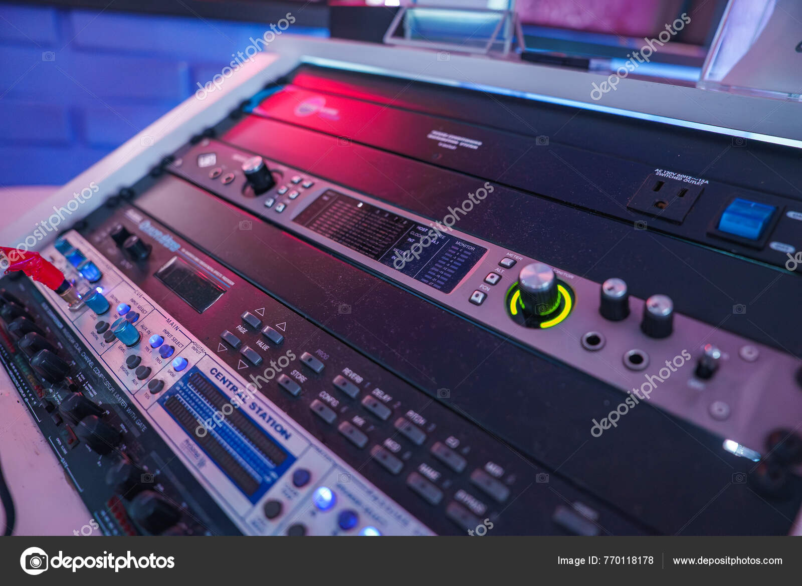 Professional Audio Control Panel Various Knobs Switches Digital ...