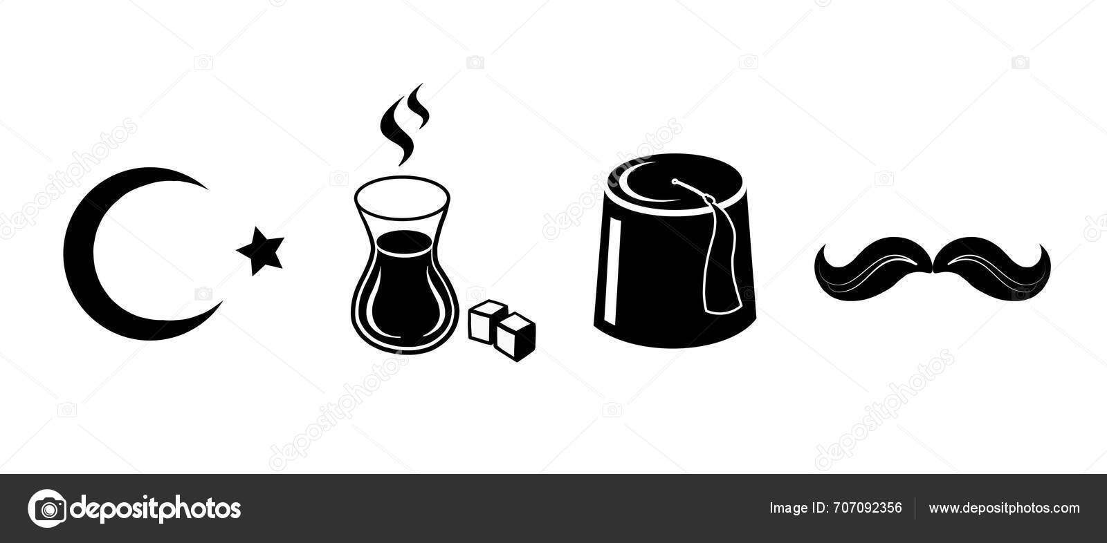 Turkish Cultural Iconic Symbols Isolated Vector Design Elements Stock ...