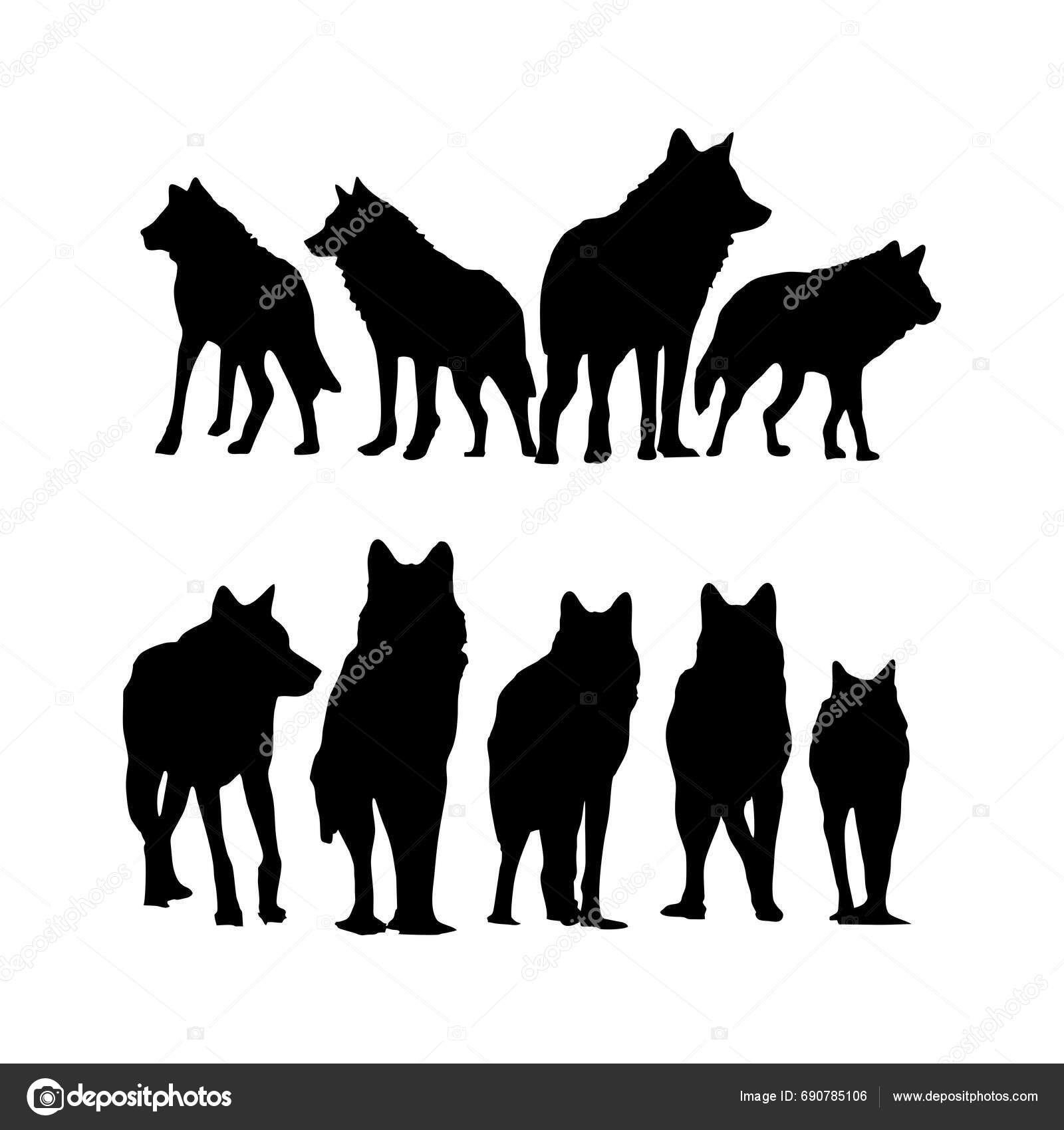 Wolf Pack Silhouette Isolated White Wild Animal Logo Wolf Vector Stock ...