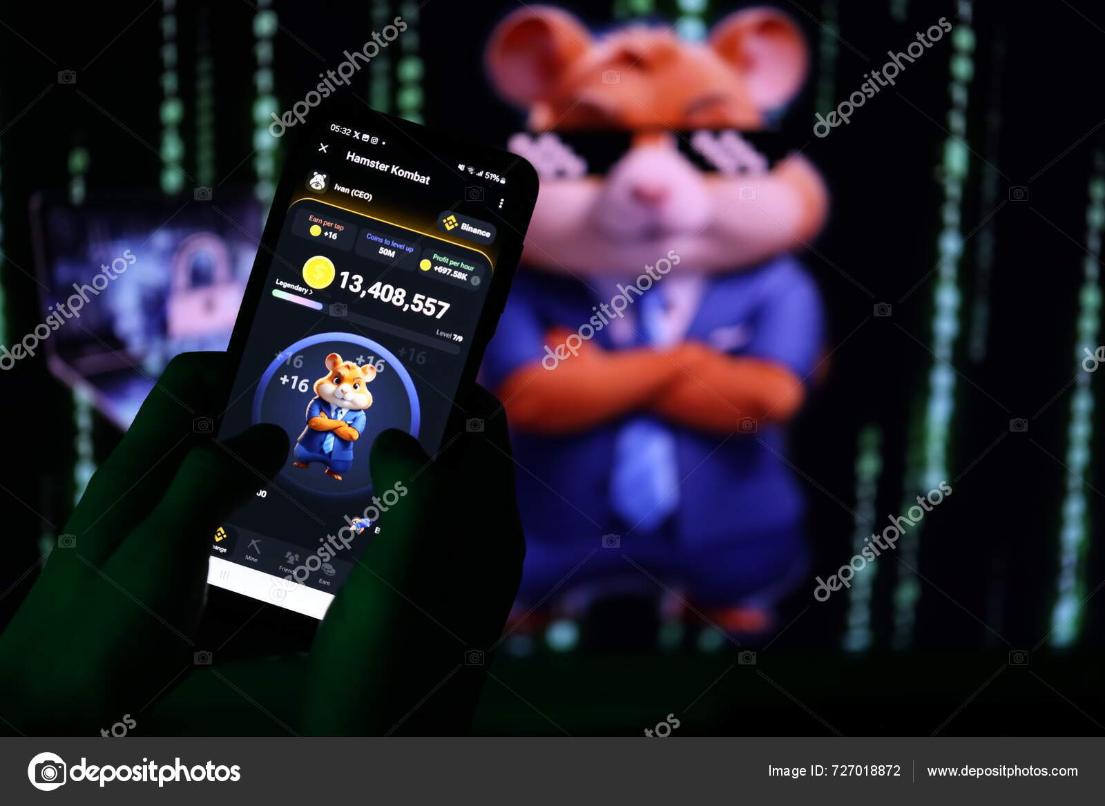 Kyiv Ukraine April 2024 Hamster Kombat Telegram Bot Smartphone Screen ...