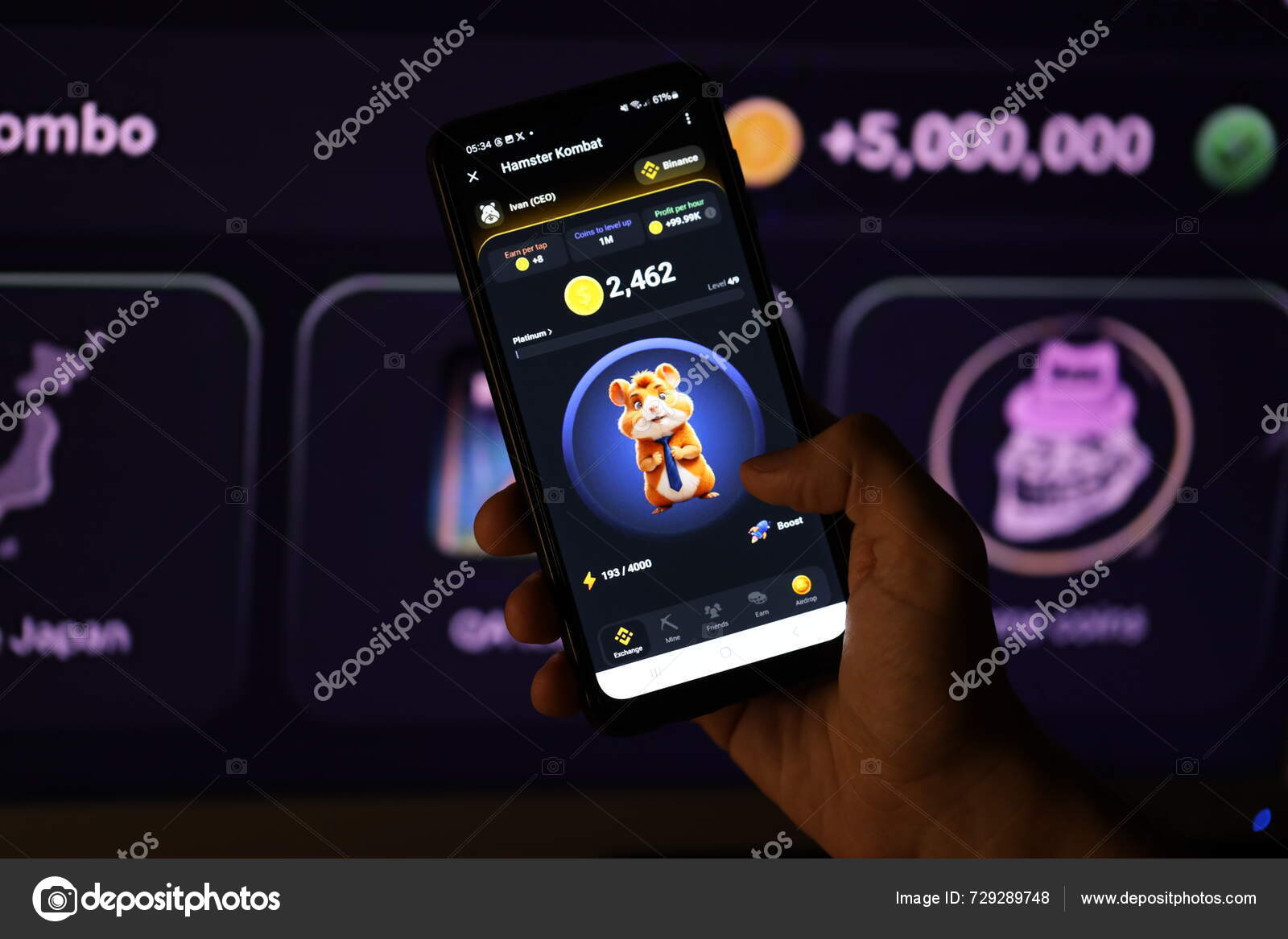 Kyiv Ukraine April 2024 Hamster Kombat Telegram Bot Smartphone Screen ...