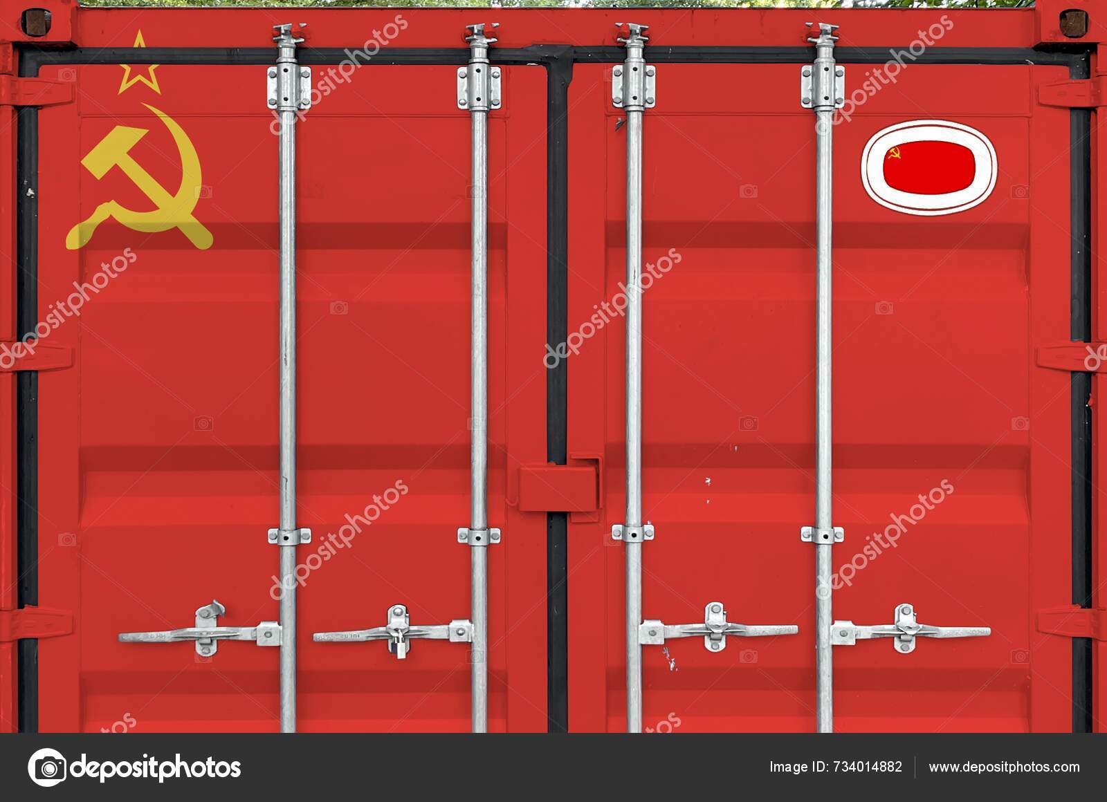 Soviet Union Flag Depicted Metal Doors Shipping Cargo Container ...