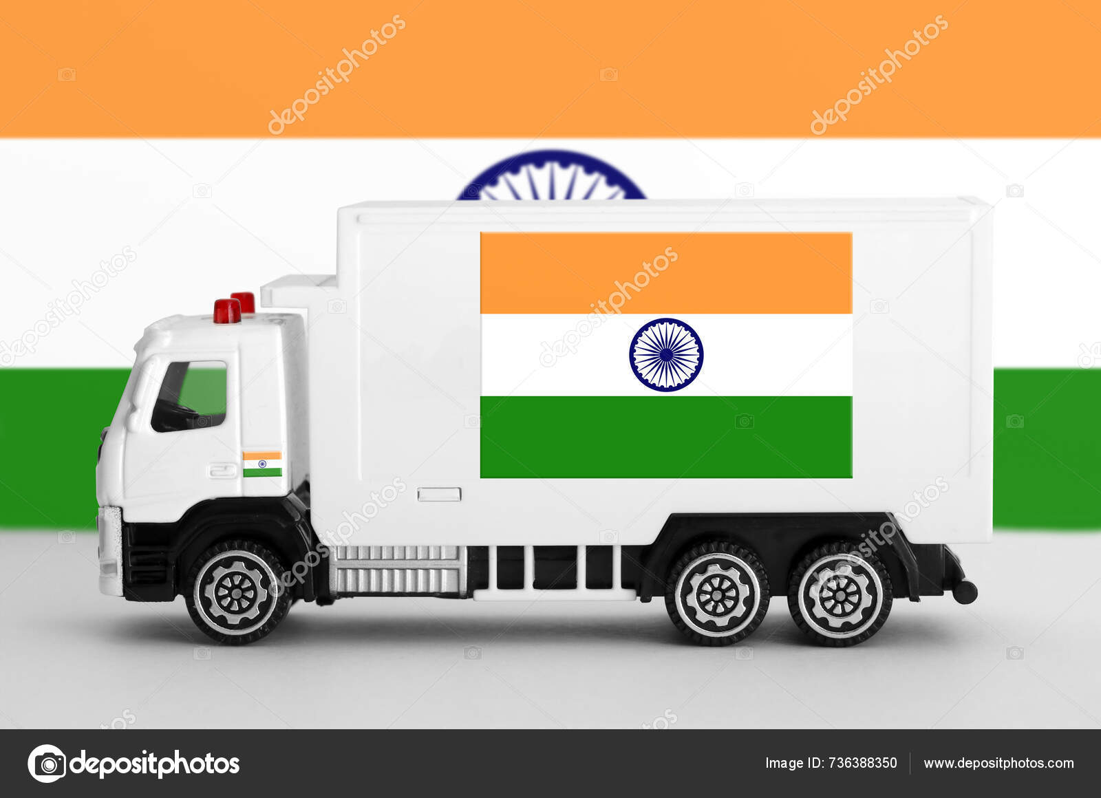 India Flag Depicted Side Wall White Delivery Van Close Shipping — Stock ...