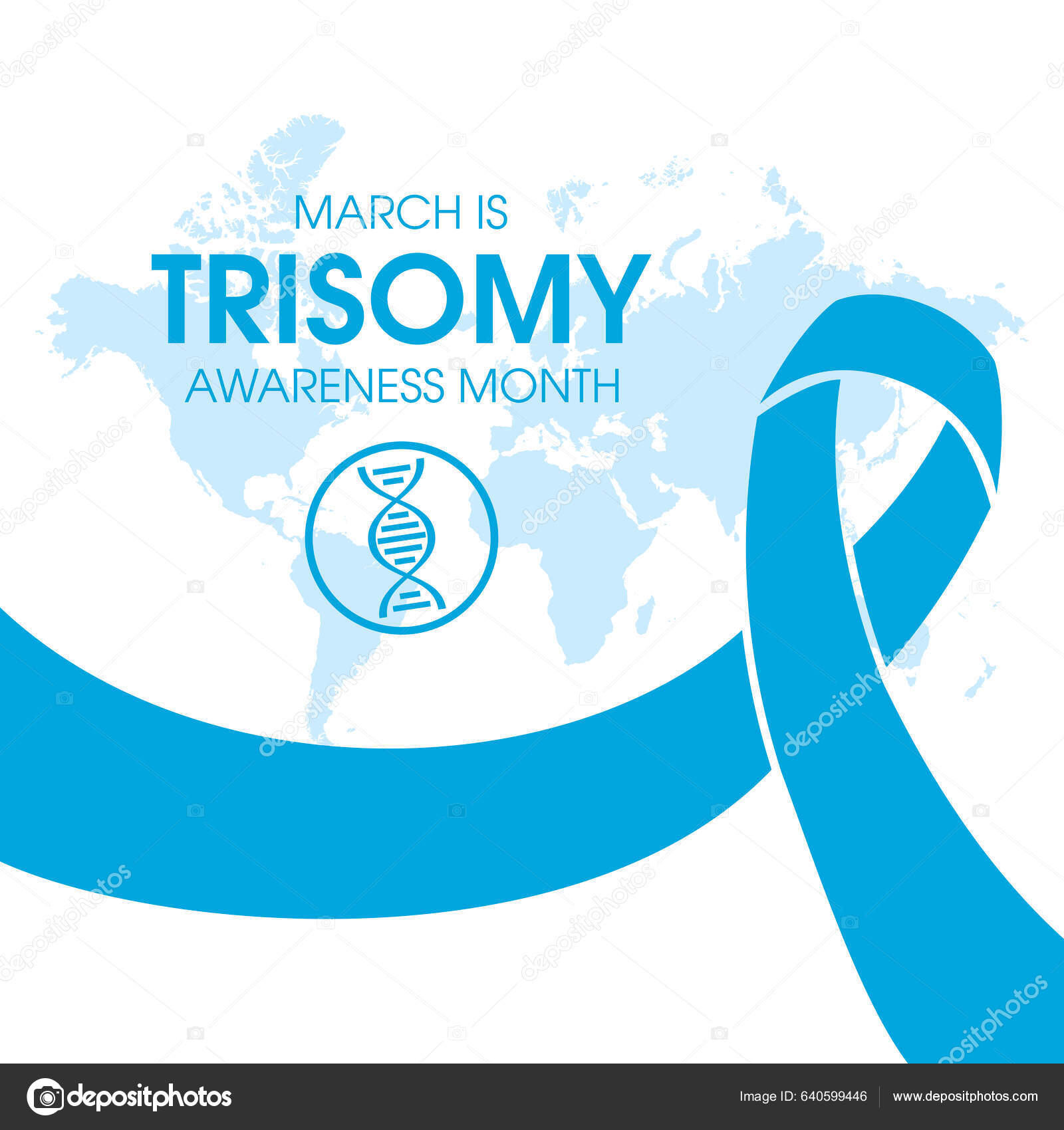 March Trisomy Awareness Month Vector Illustration Human Dna Blue Ribbon ...