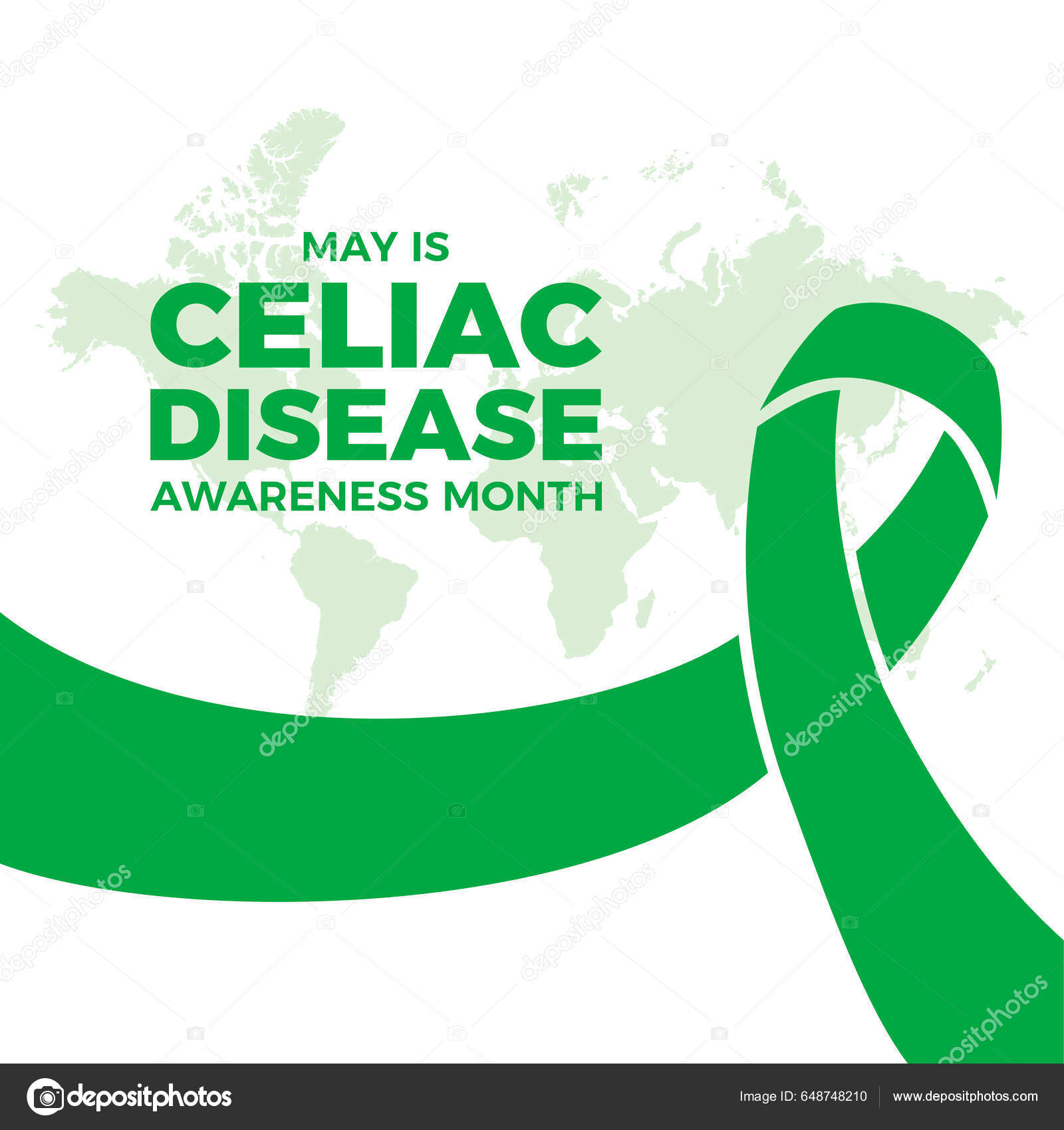 May Celiac Disease Awareness Month Vector Illustration Green Awareness ...