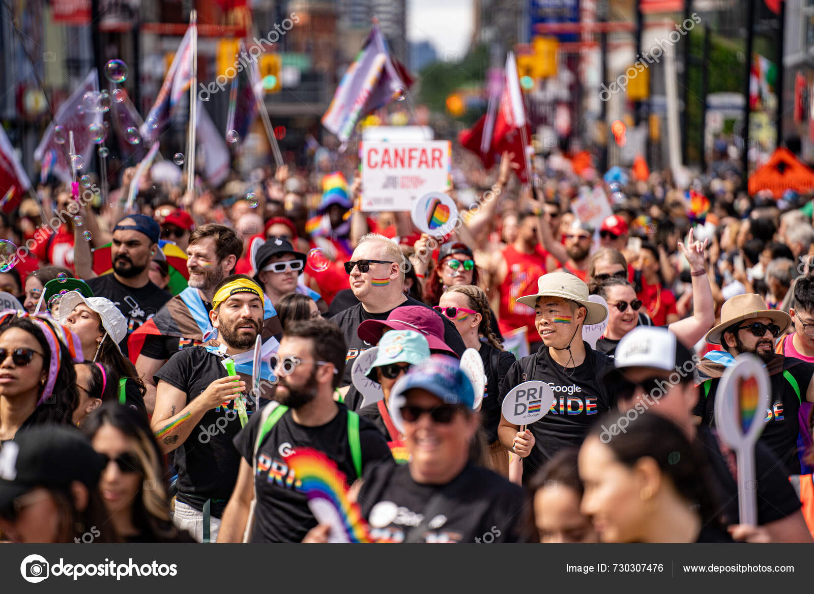 Crowds People 2024 Annual Pride Parade Yonge Dundas Square Toronto