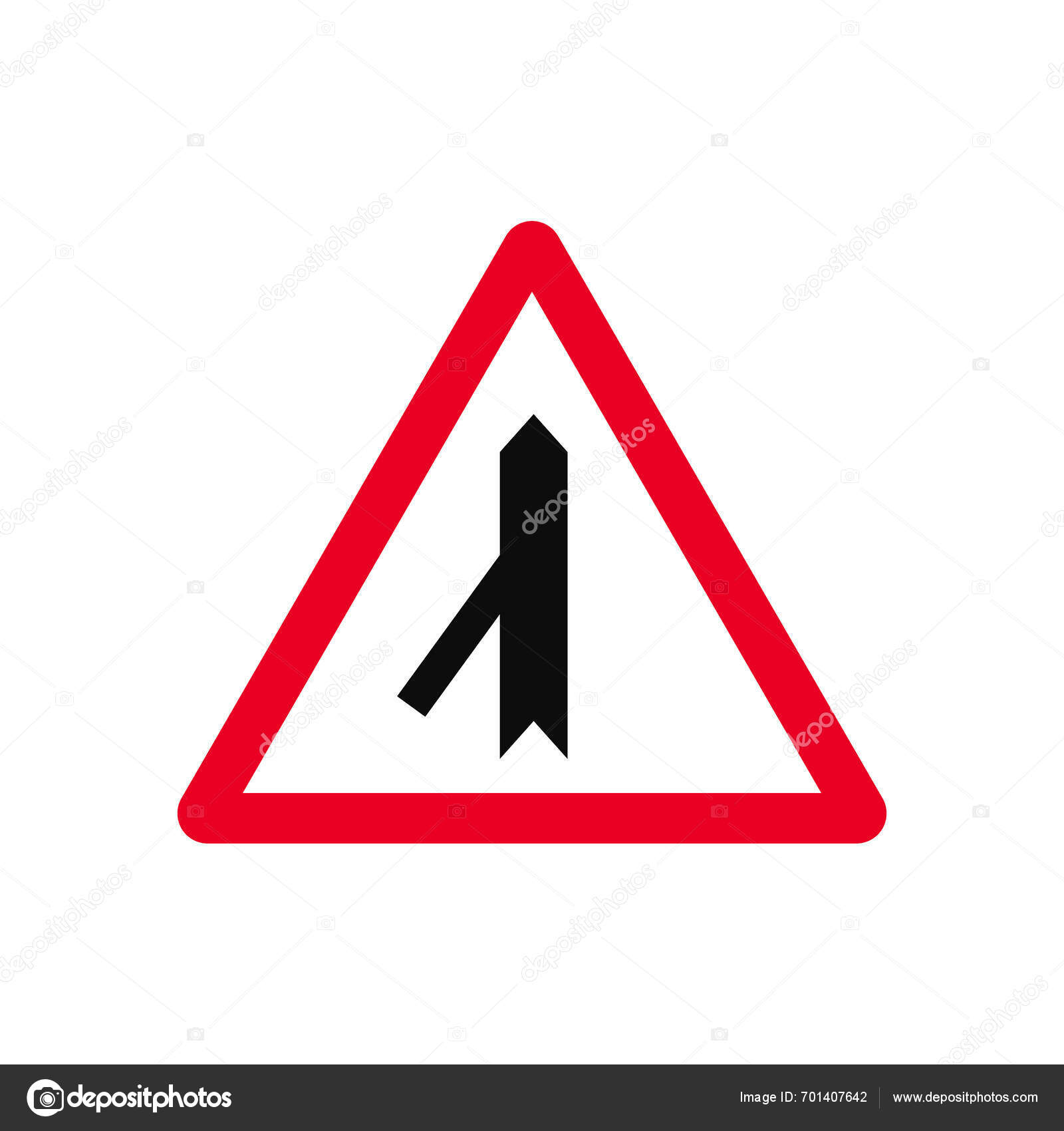 Left Lane Merge Warning Sign Stock Vector by ©rufatbunyadzade 701407642