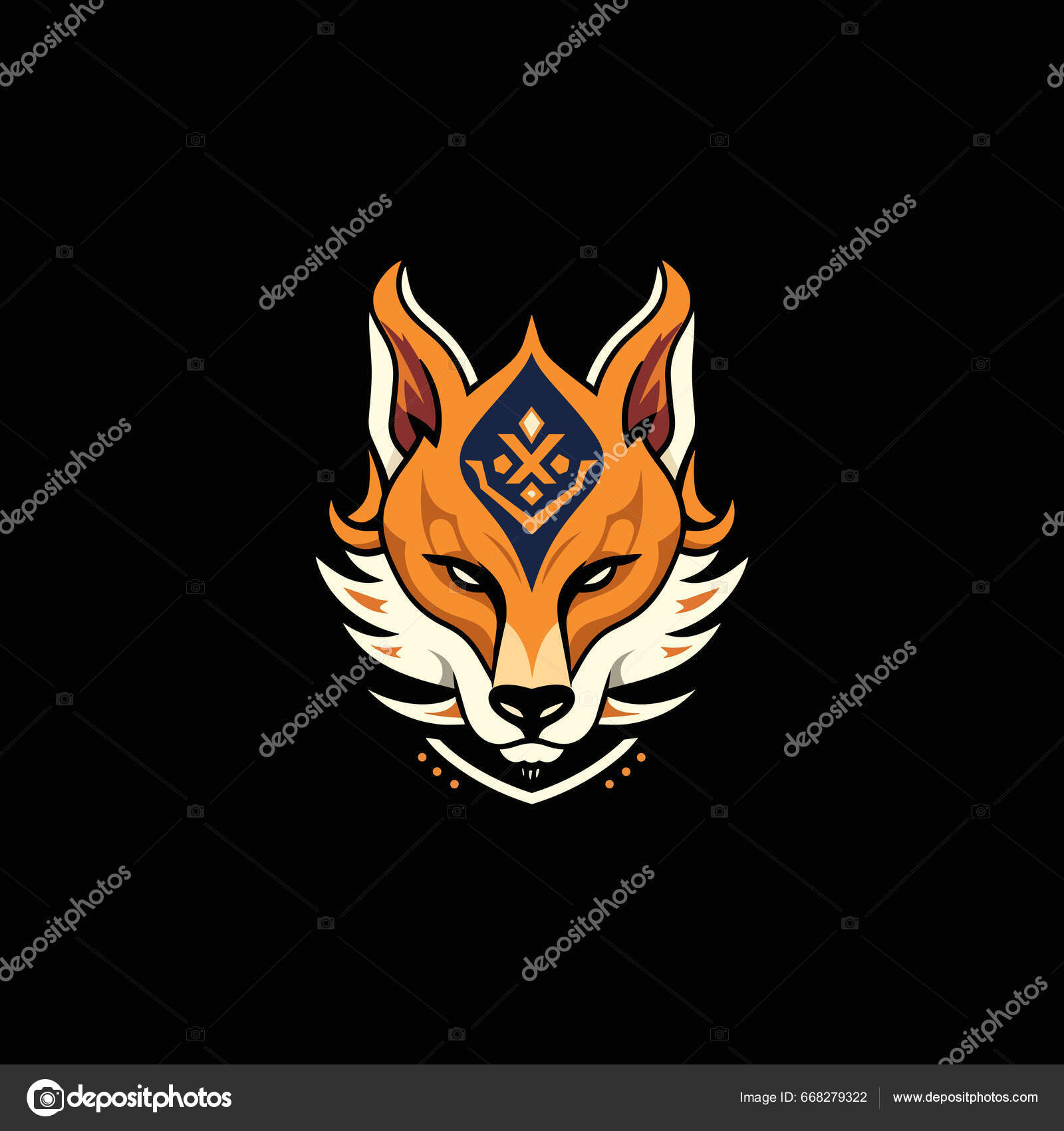 Vector Illustration Symmetrical Fox Head Fbeb 463F 8597 6Aa150Bcbab9 ...