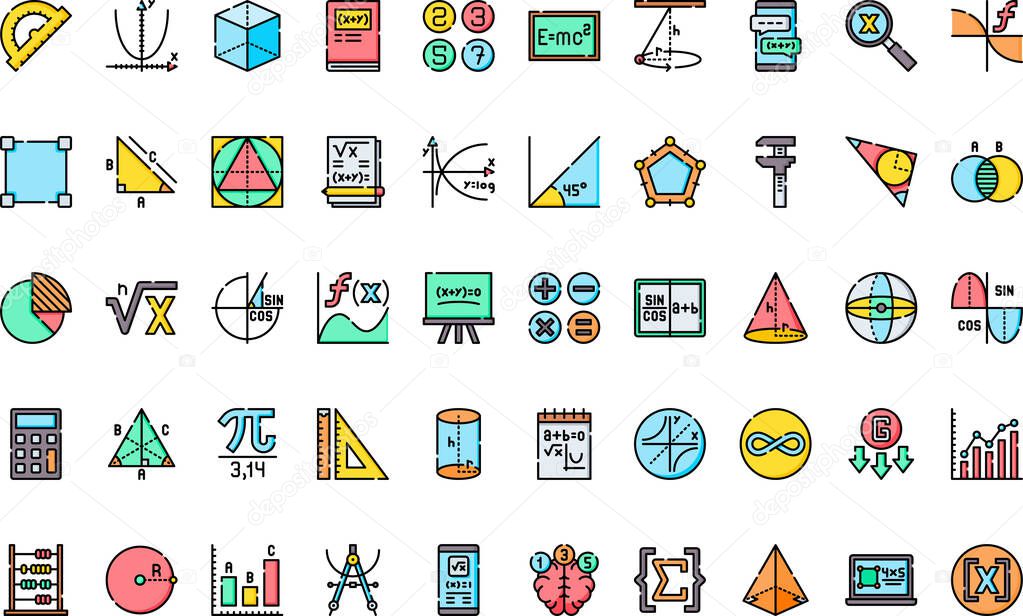 Iconos de matemáticas Colección de iconos vectoriales de alta calidad ...