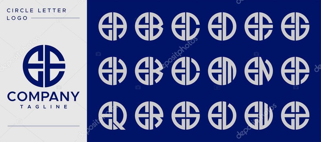 Colección de círculo simple letra E logo diseño vector. E conjunto de ...