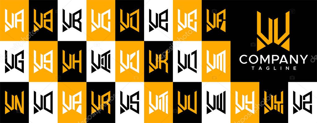 Diseño moderno abstracto inicial del logotipo de la letra VV V. Simple ...