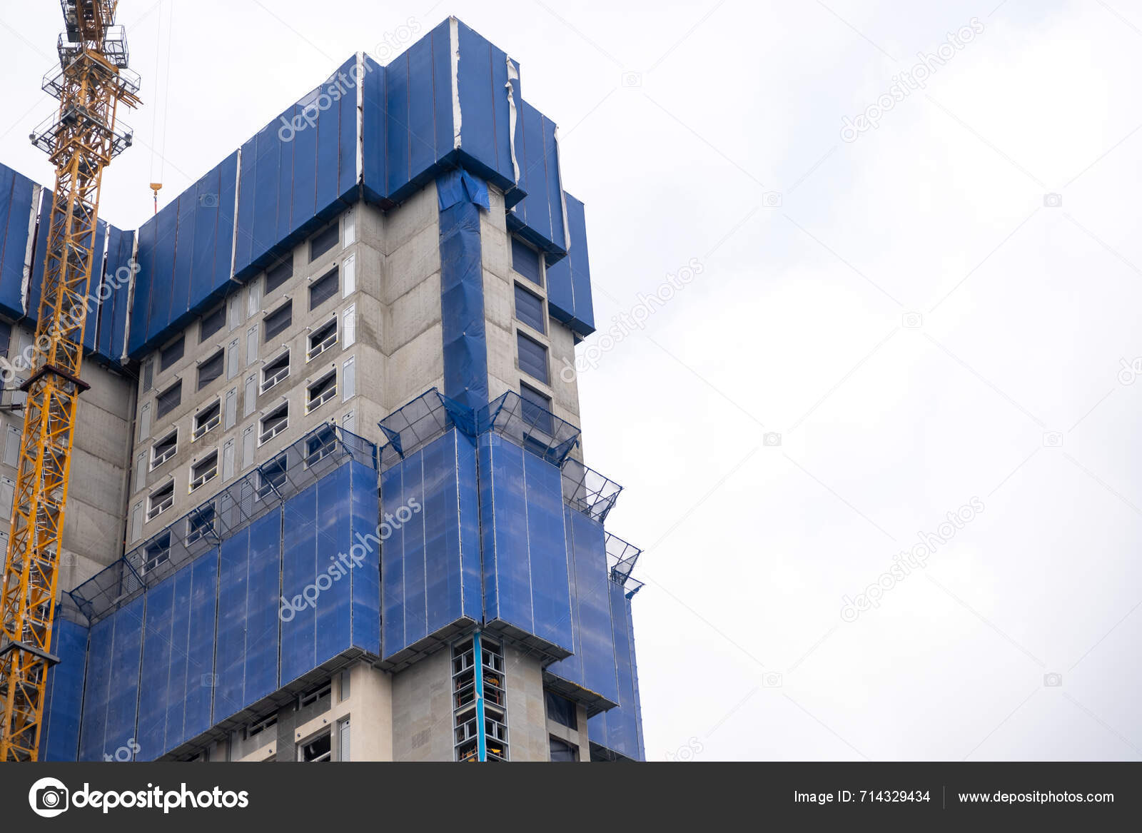 High Rise Building Construction Wrapped Blue Protection Safety Net ...