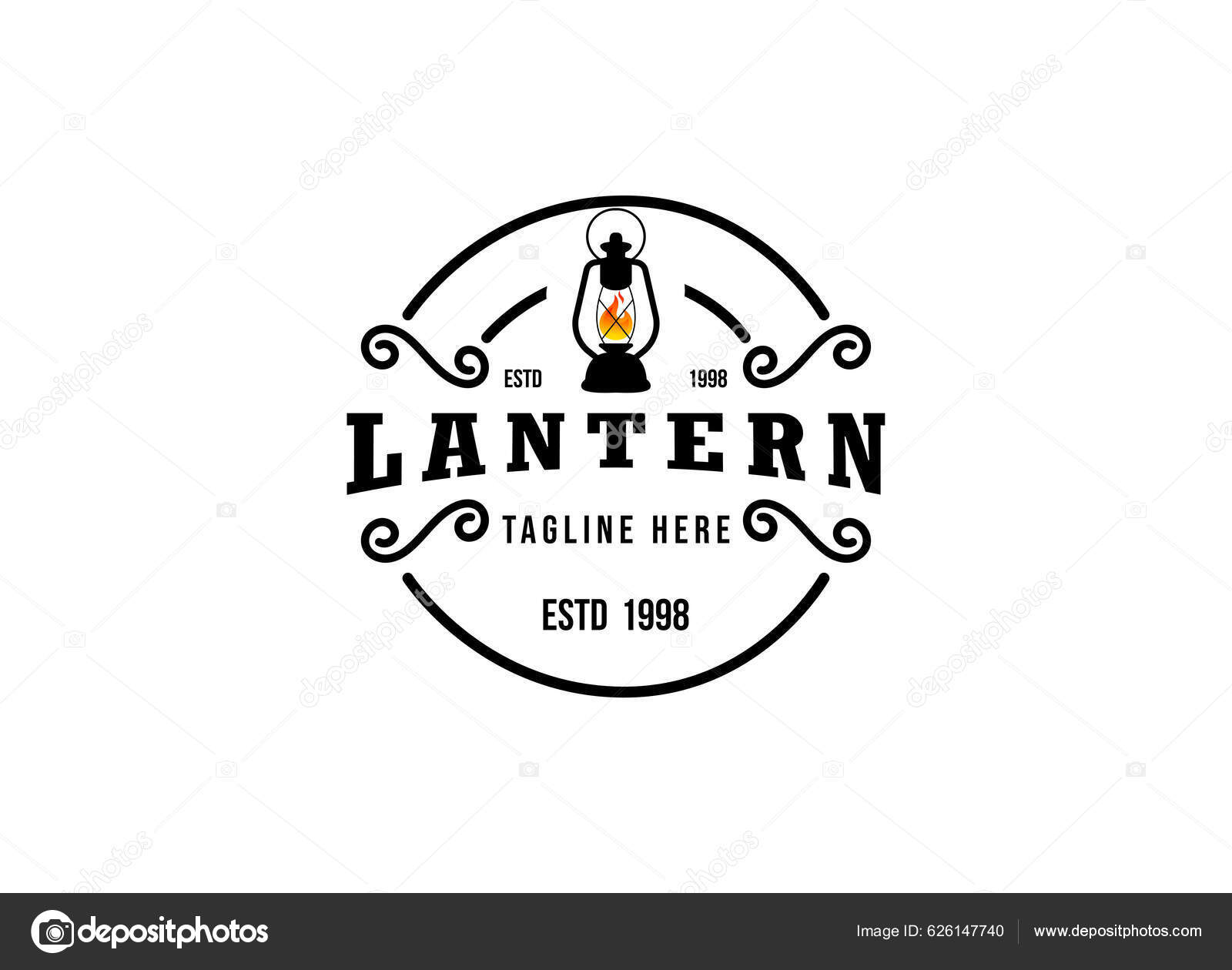 Lantern Vintage Logo Icon Illustration Premium Vector Stock Vector by ...