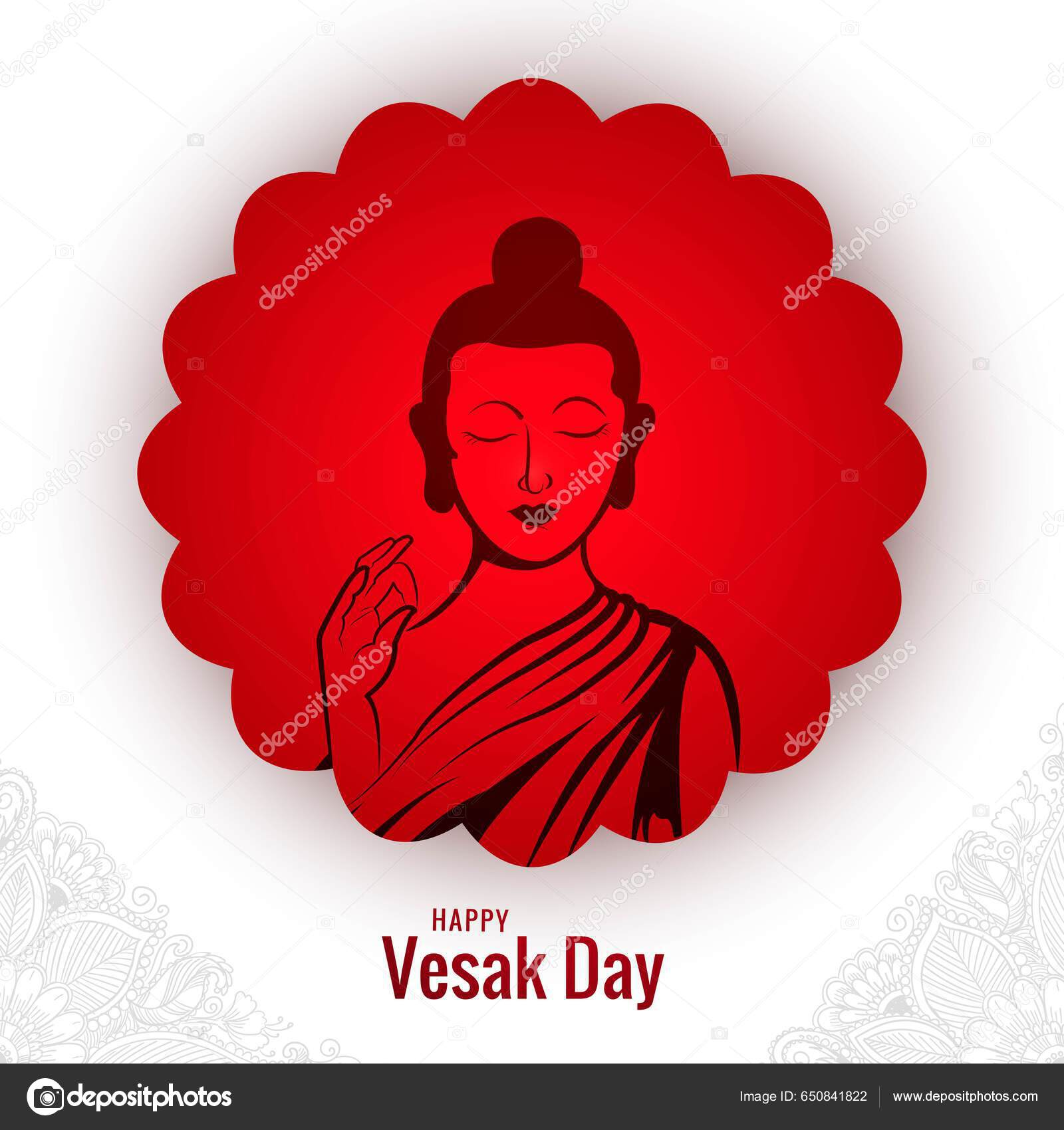 Selamat Hari Vesak Atau Latar Belakang Kartu Buddha Hima Vektor Stok oleh ©Harryarts 650841822