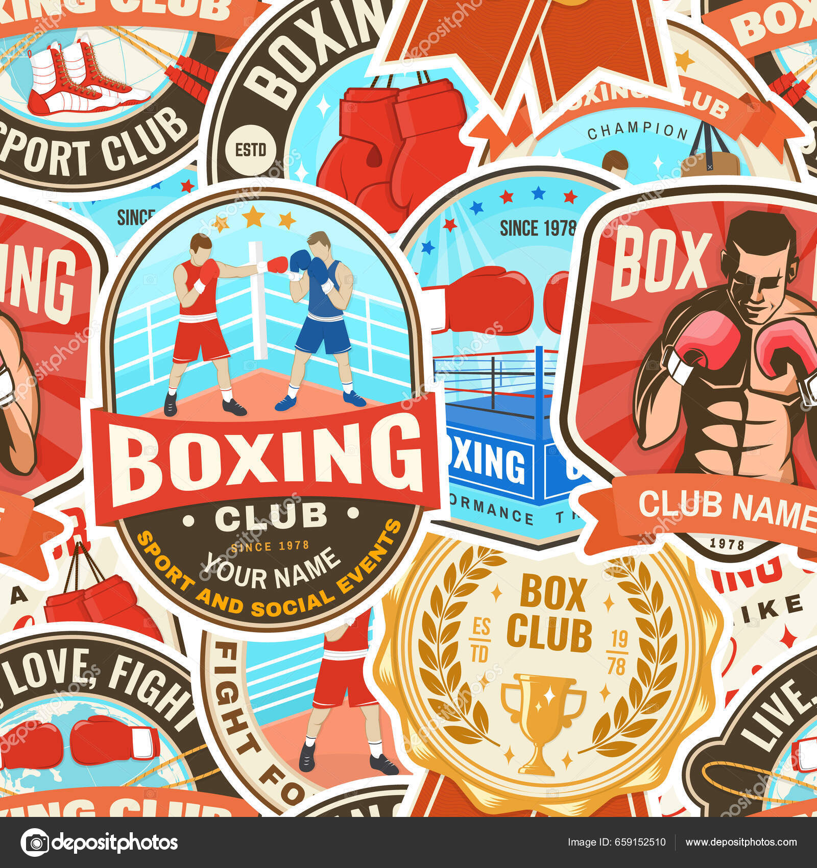 Boxing Club Seamless Pattern Vector Illustration Background Boxing ...