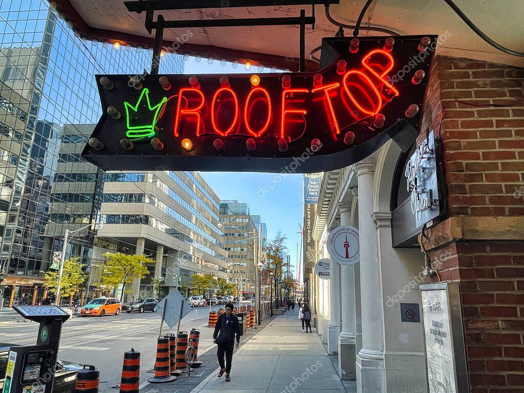Toronto, Canada - 24 October 2022: people walking on the sidewalk of a ...