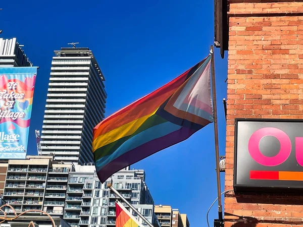 Toronto Canada 24 October 2022 A Progress Rainbow Lgbtqa Flag On