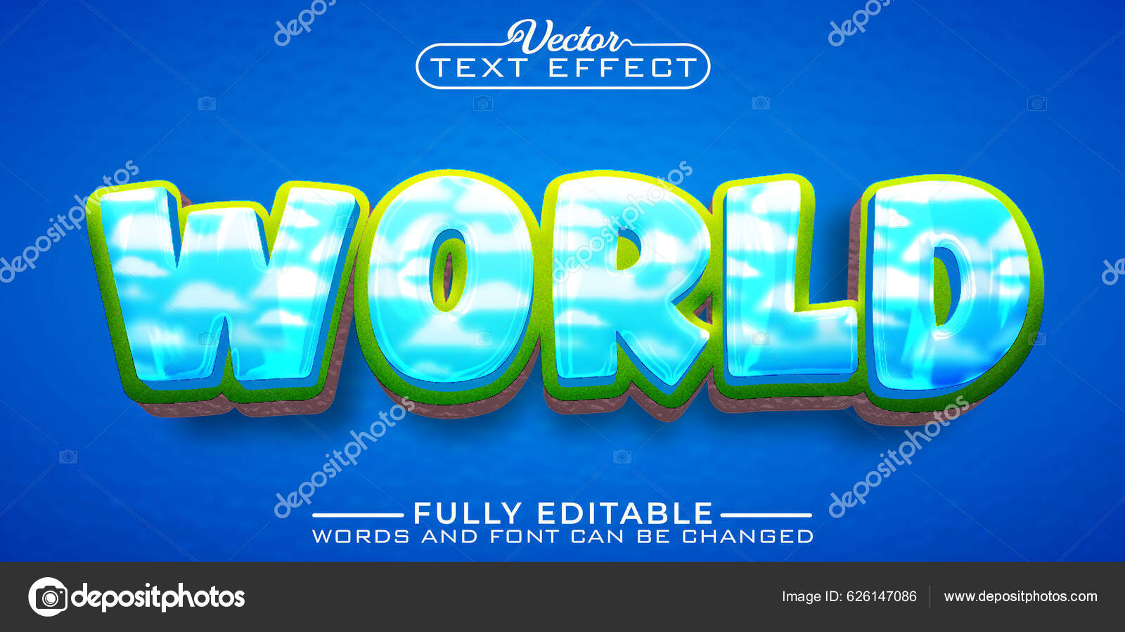 Cartoon World Vector Editable Text Effect Template Stock Vector by ...