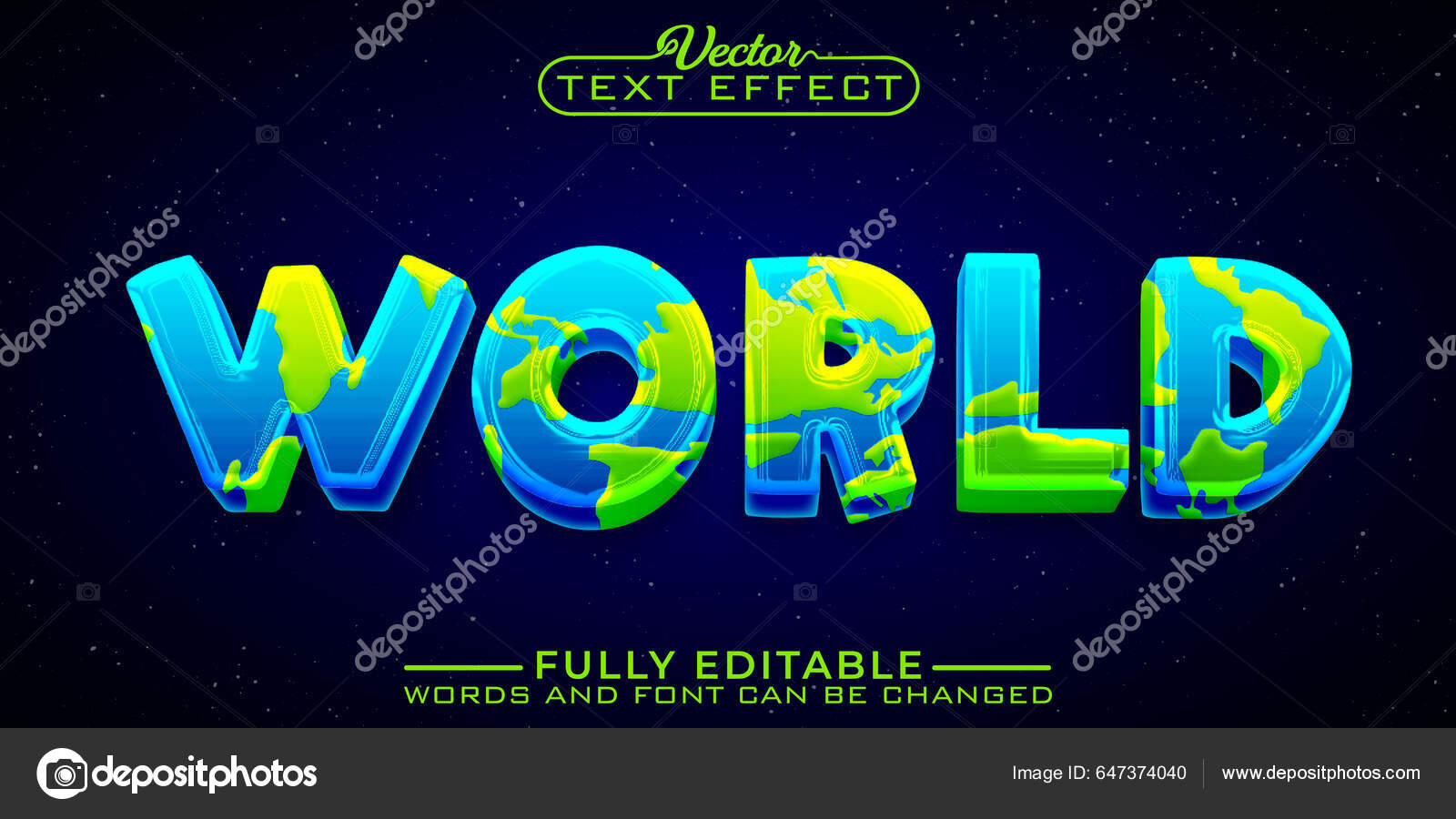Cartoon World Vector Editable Text Effect Template Stock Vector by ...