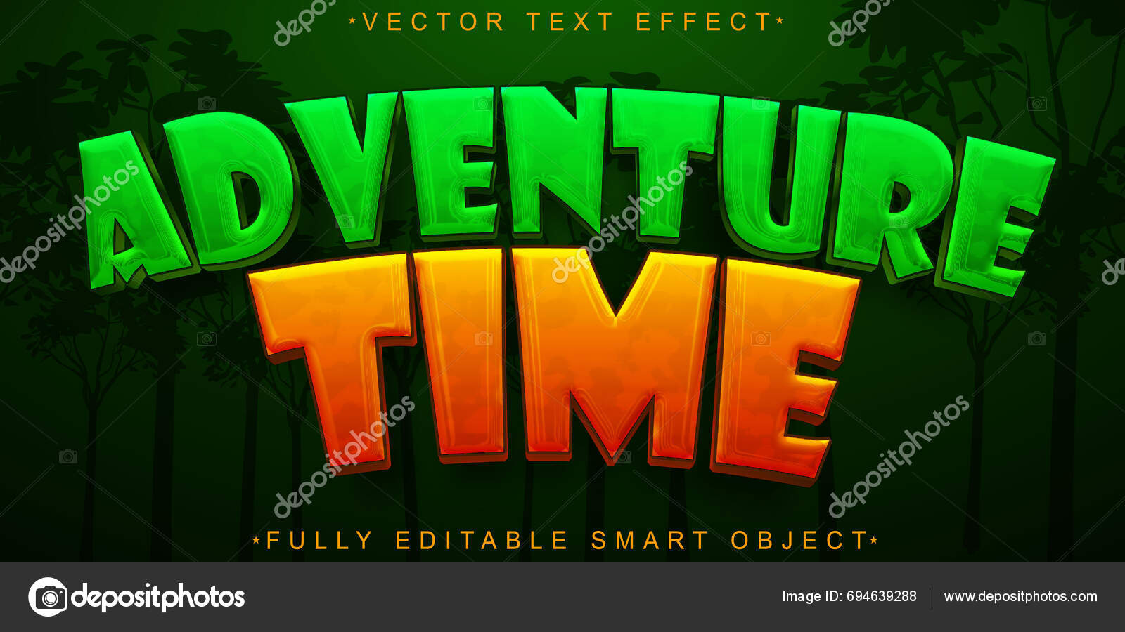 Cartoon Forest Adventure Time Vector Fully Editable Smart Object Stock ...