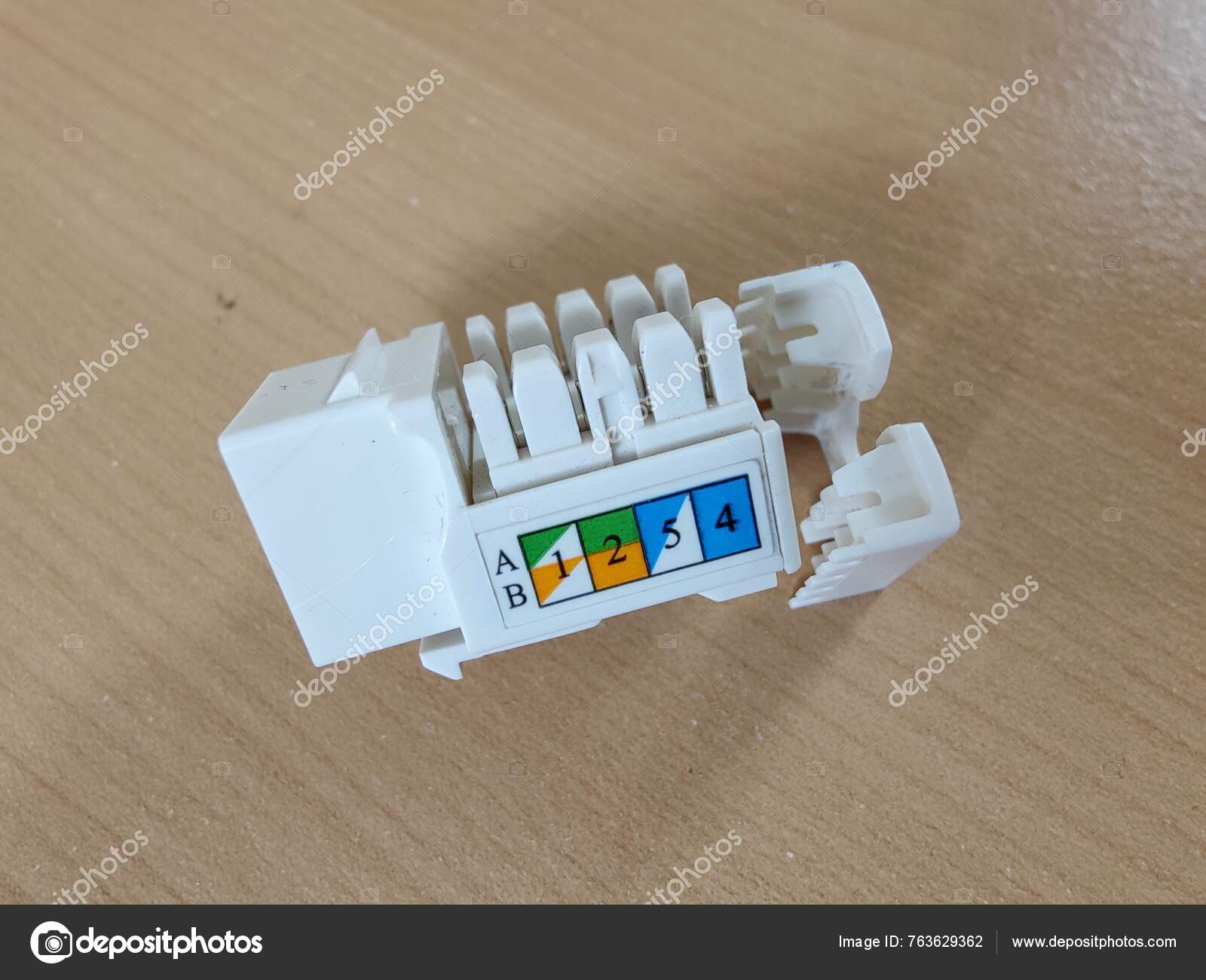 Close White Rj45 Ethernet Keystone Jack Color Coded Wiring Diagram ...