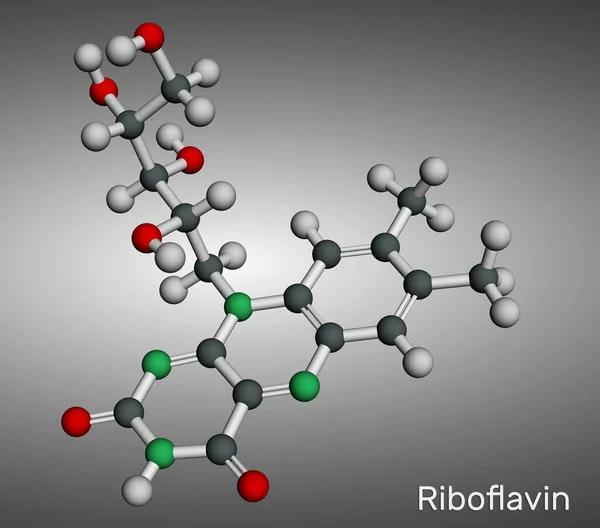 Riboflavina, molécula de vitamina B2. Es flavina soluble en agua, se ...