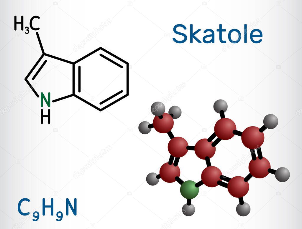 Skatole, molécula de 3-metilinol. Pertenece a la familia Indole ...
