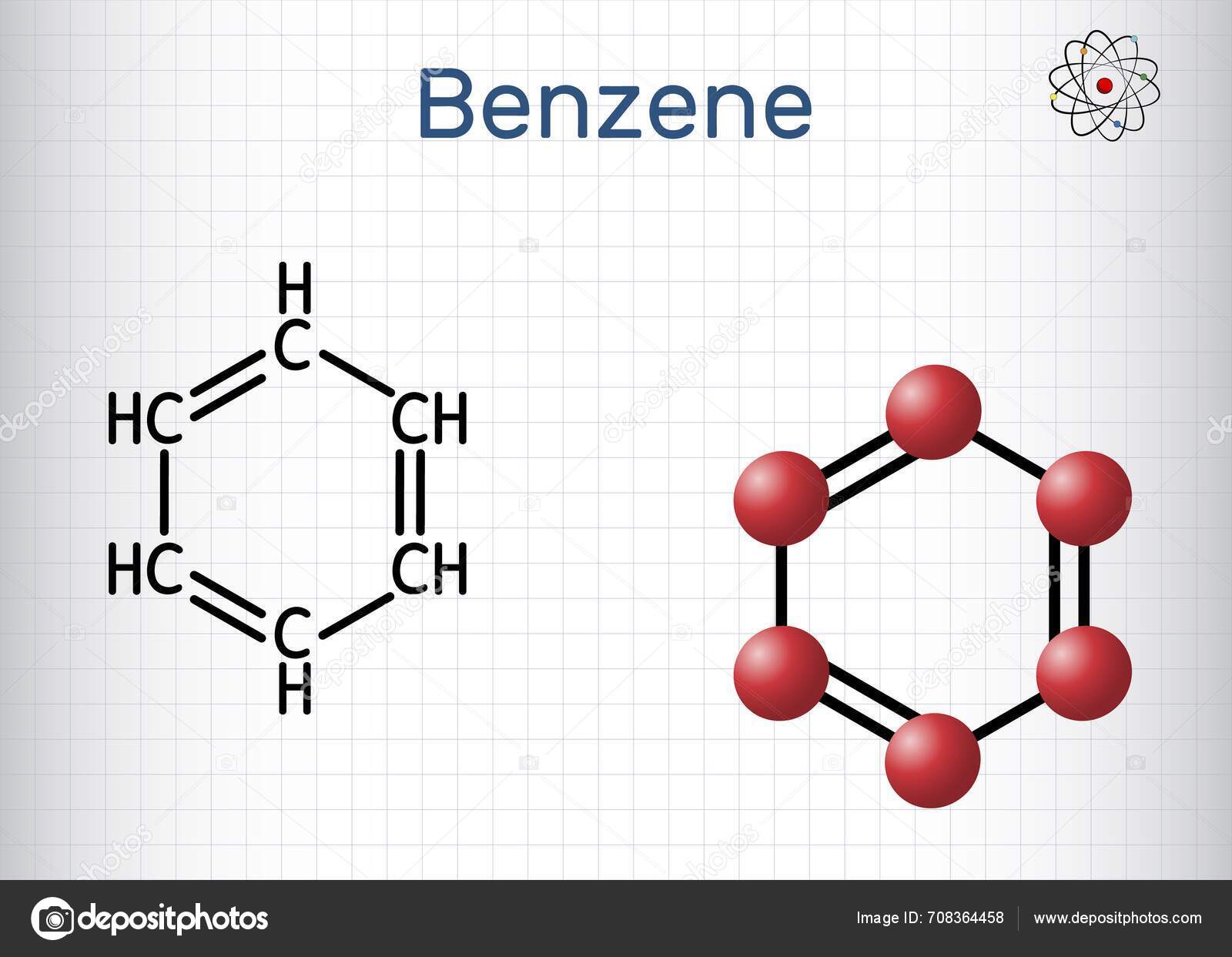 Benzeno Molécula Benzol C6H6 Fórmula Química Estrutural Modelo Molécula ...
