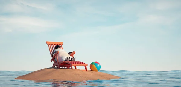Penguin relaxing on chair at a small island . Travel and vacation ...