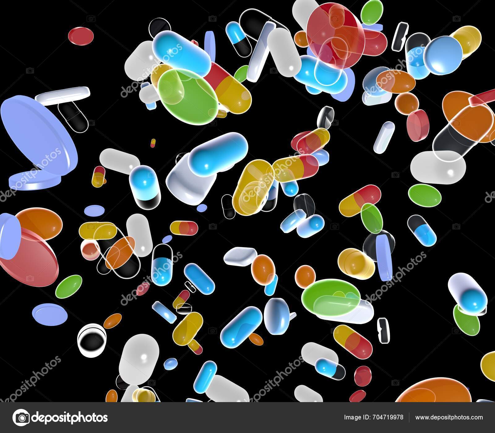 Illustration Medicine Capsules Tablets Various Graphic Styles Floating Air Motion — Stock Photo ...