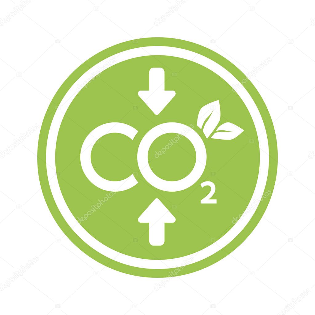Icono CO2 neutral. Etiquetas verdes de reducción de emisiones de gases ...
