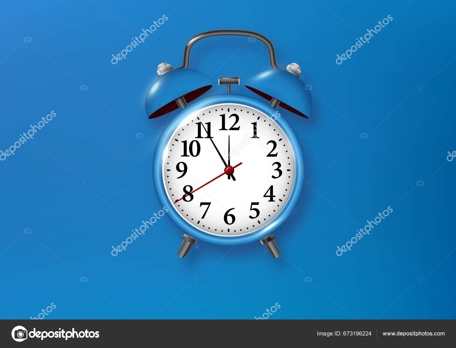 Blue Alarm Clock Blue Background Vector Metal Vintage Ringing Alarm ...