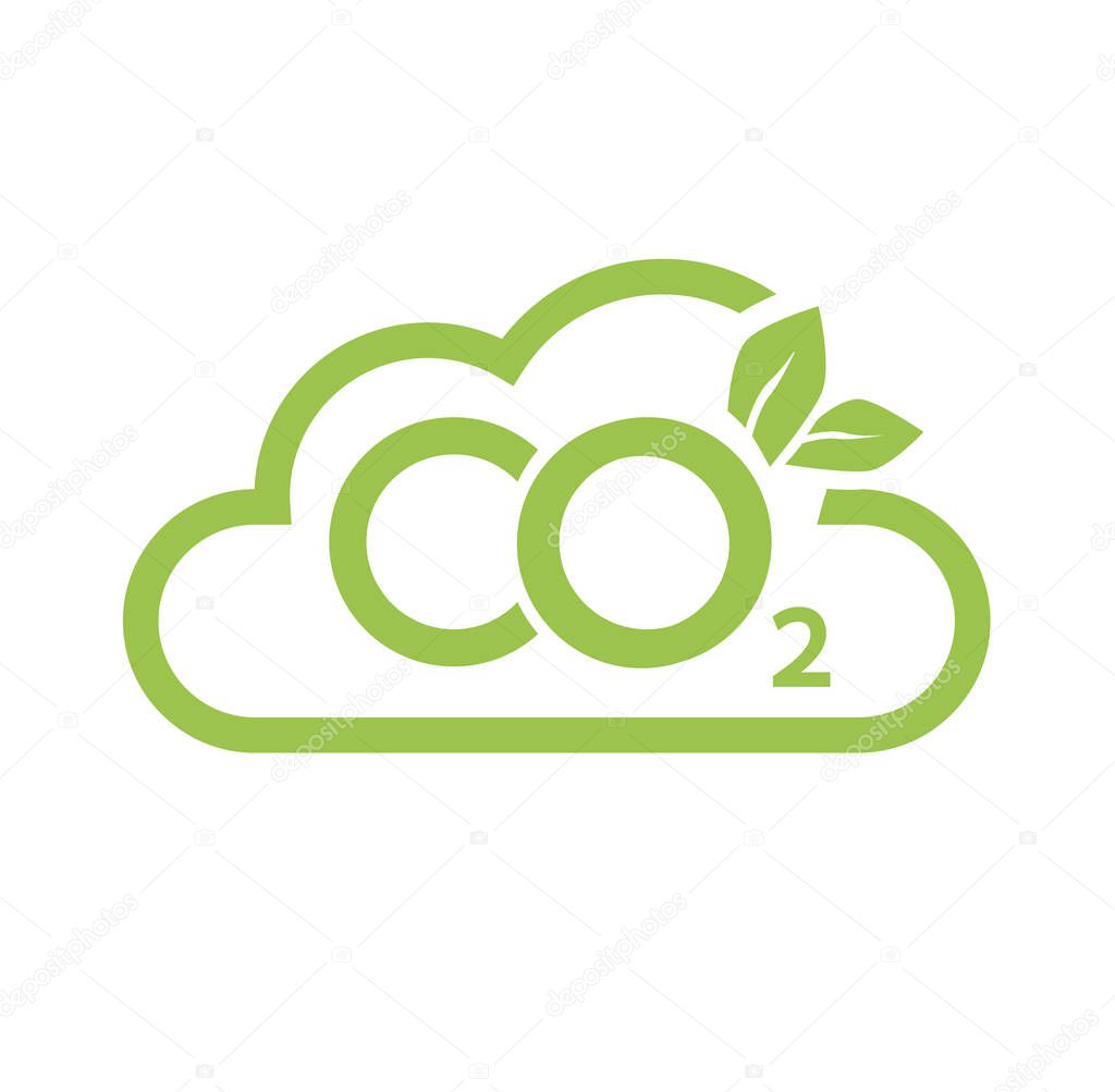 Icono CO2 neutral. Etiquetas verdes de reducción de emisiones de gases ...