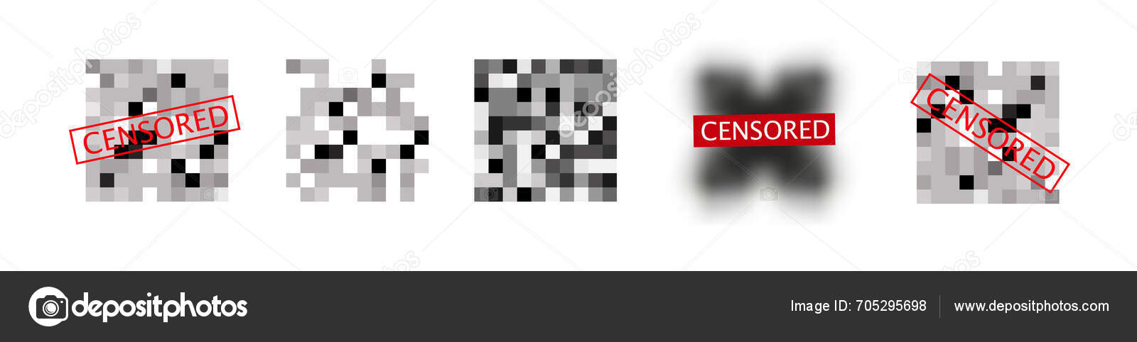 Censorship Censored Bar Pixel Censor Mosaics Signs Set Vector ...